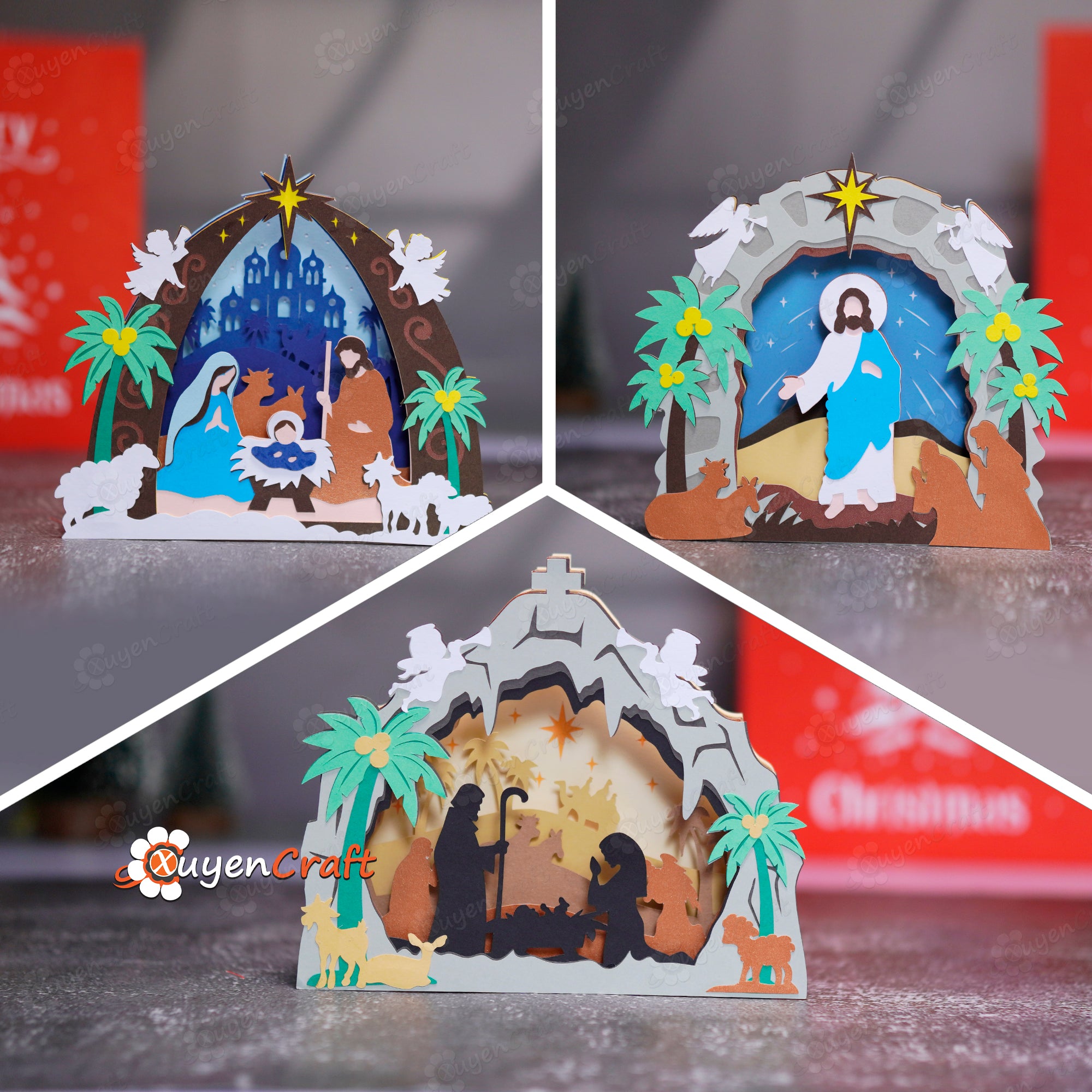 Pack 3 Nativity Scene 3D Pop-up Card Templates | Christmas Papercut Or ...