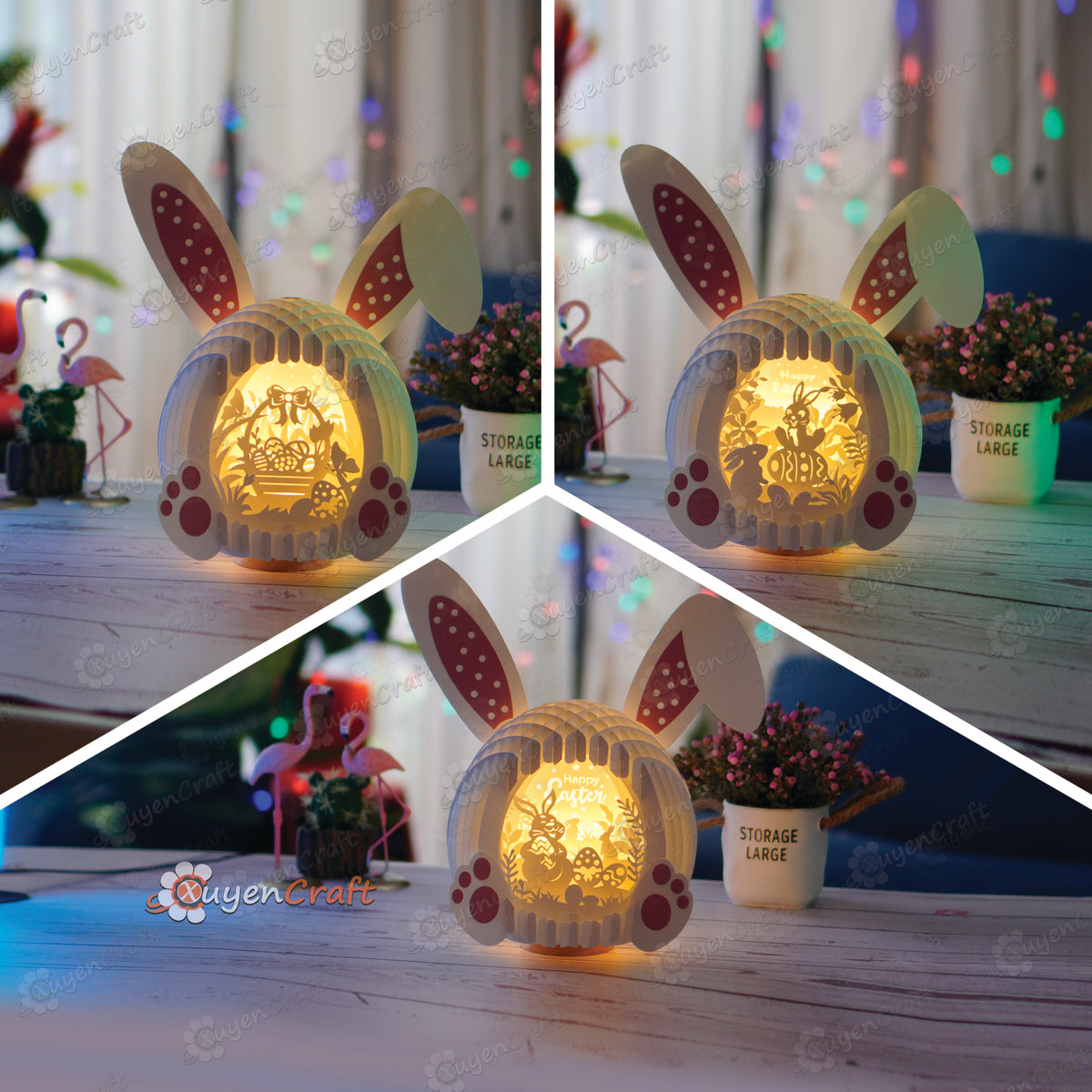 Pack 3 Easter Bunny Pop Up PDF, SVG, Studio Template – 3dfancy