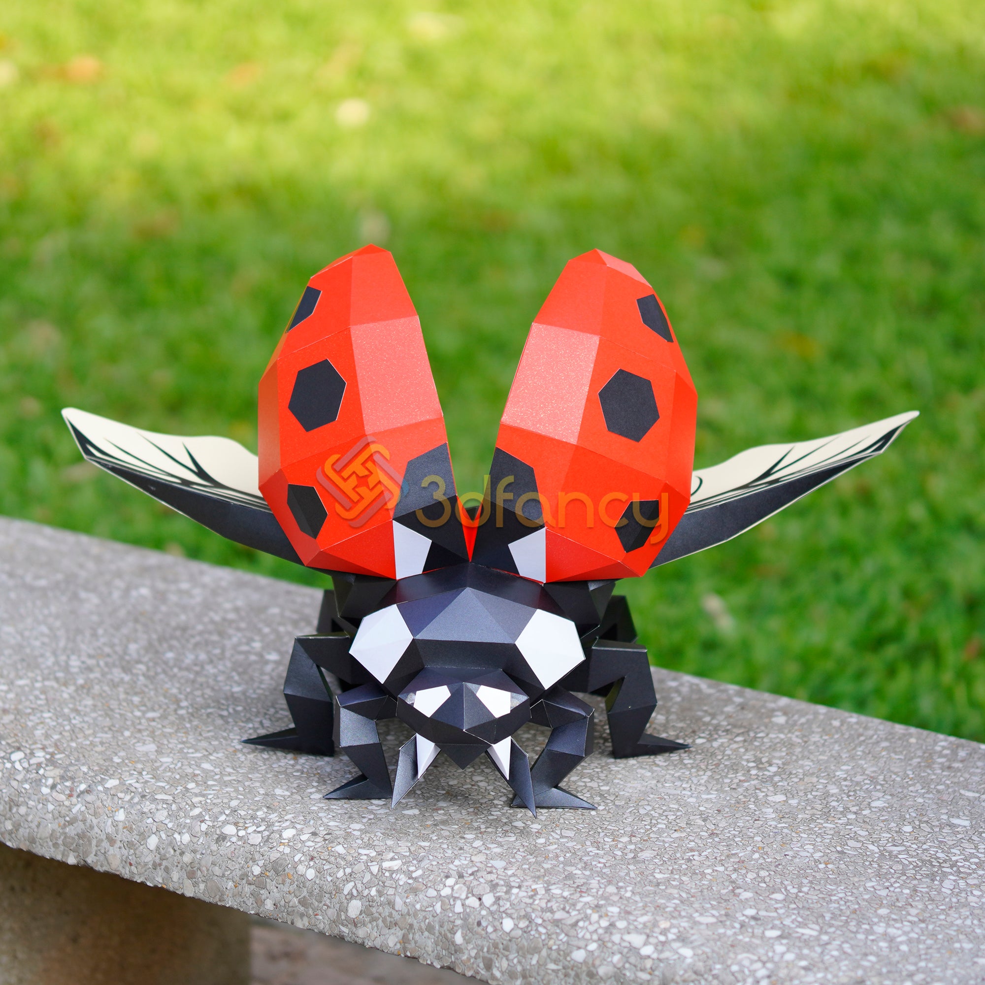 3D Flying Ladybug Papercraft SVG PDF Template – DIY Low Poly Insect Mo ...