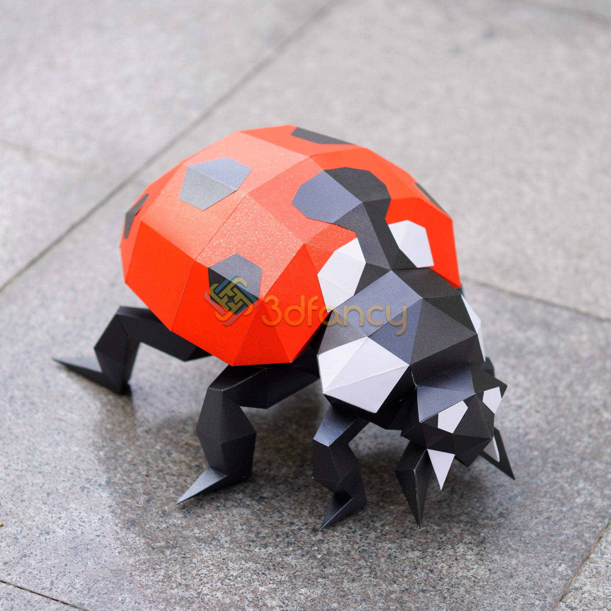 3D Ladybug Papercraft SVG PDF – DIY Insect Model for Kids, Low Poly Te ...