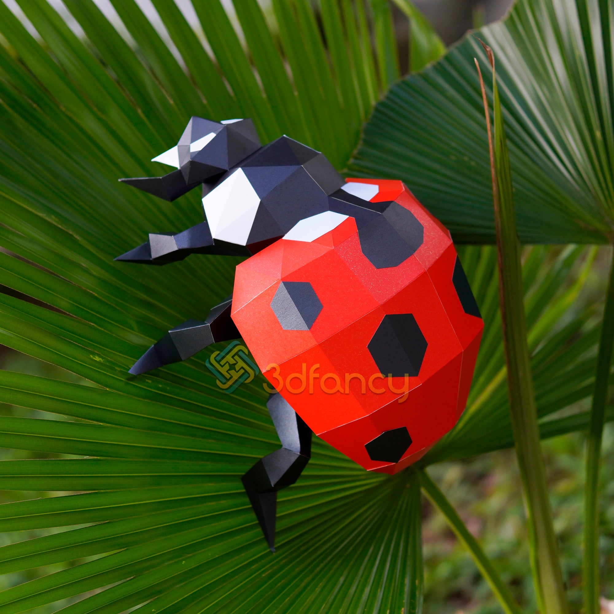 3D Ladybug Papercraft SVG PDF – DIY Insect Model for Kids, Low Poly Te – 3dfancy