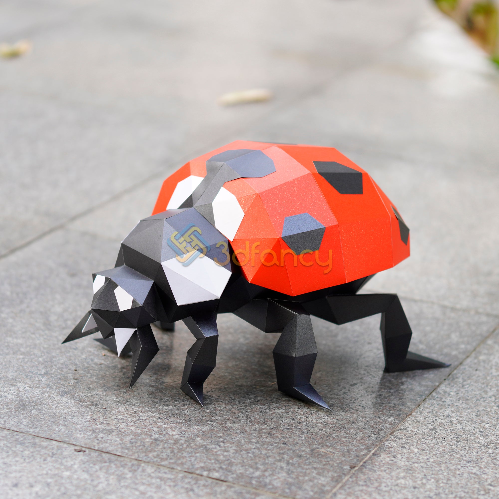 3D Ladybug Papercraft SVG PDF – DIY Insect Model for Kids, Low Poly Te ...