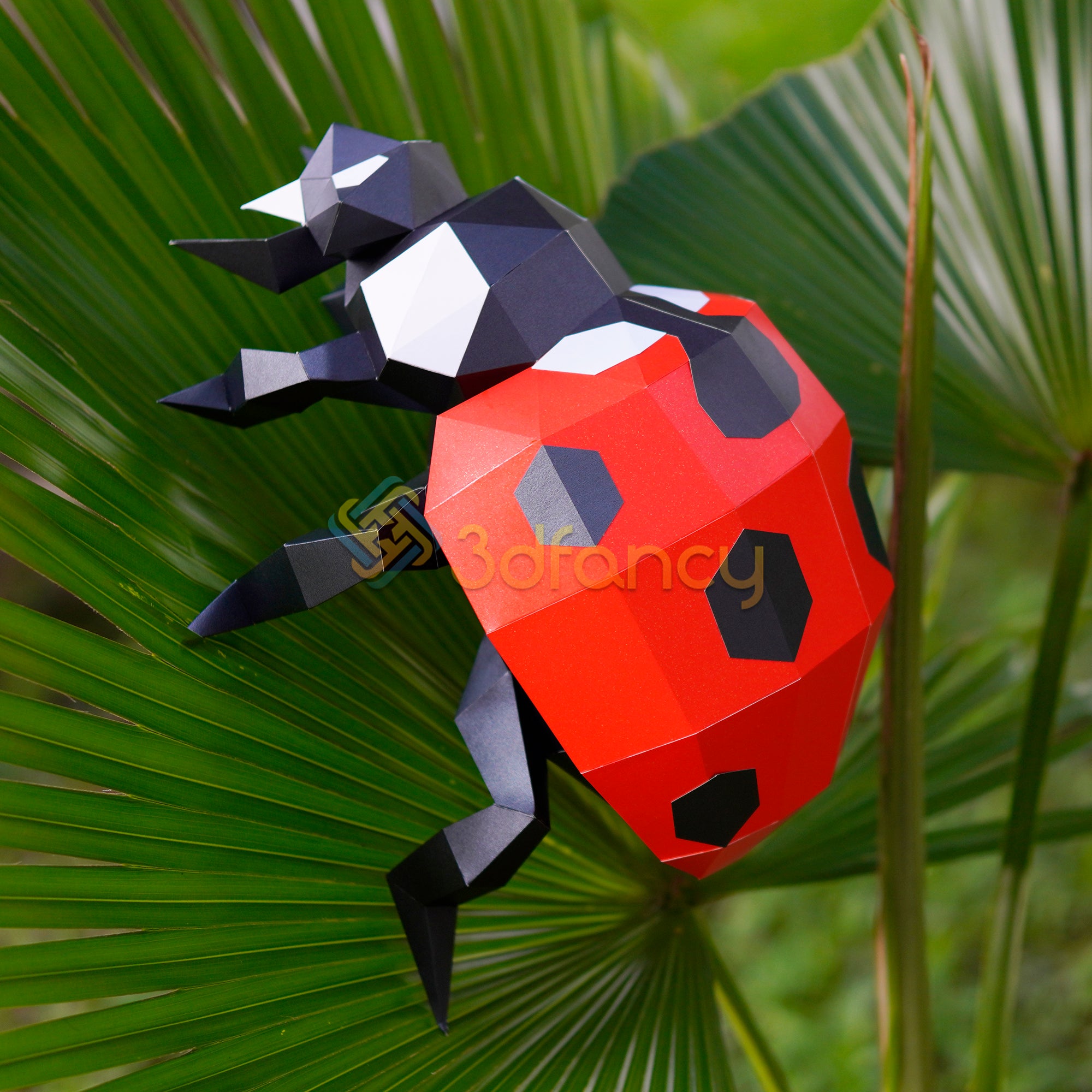 3D Ladybug Papercraft SVG PDF – DIY Insect Model for Kids, Low Poly Te ...
