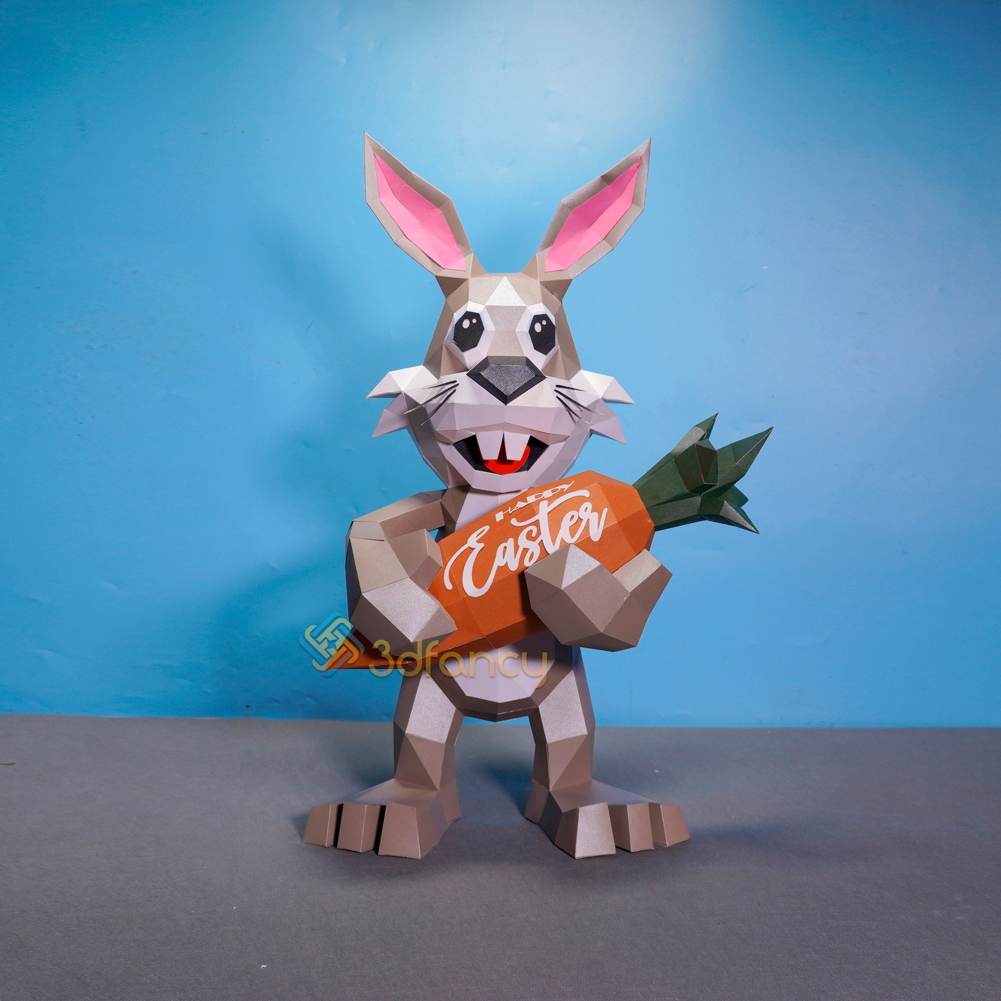 Easter Bunny Standing Holding Carrot 3D Papercraft SVG, Studio, PDF Te – 3dfancy