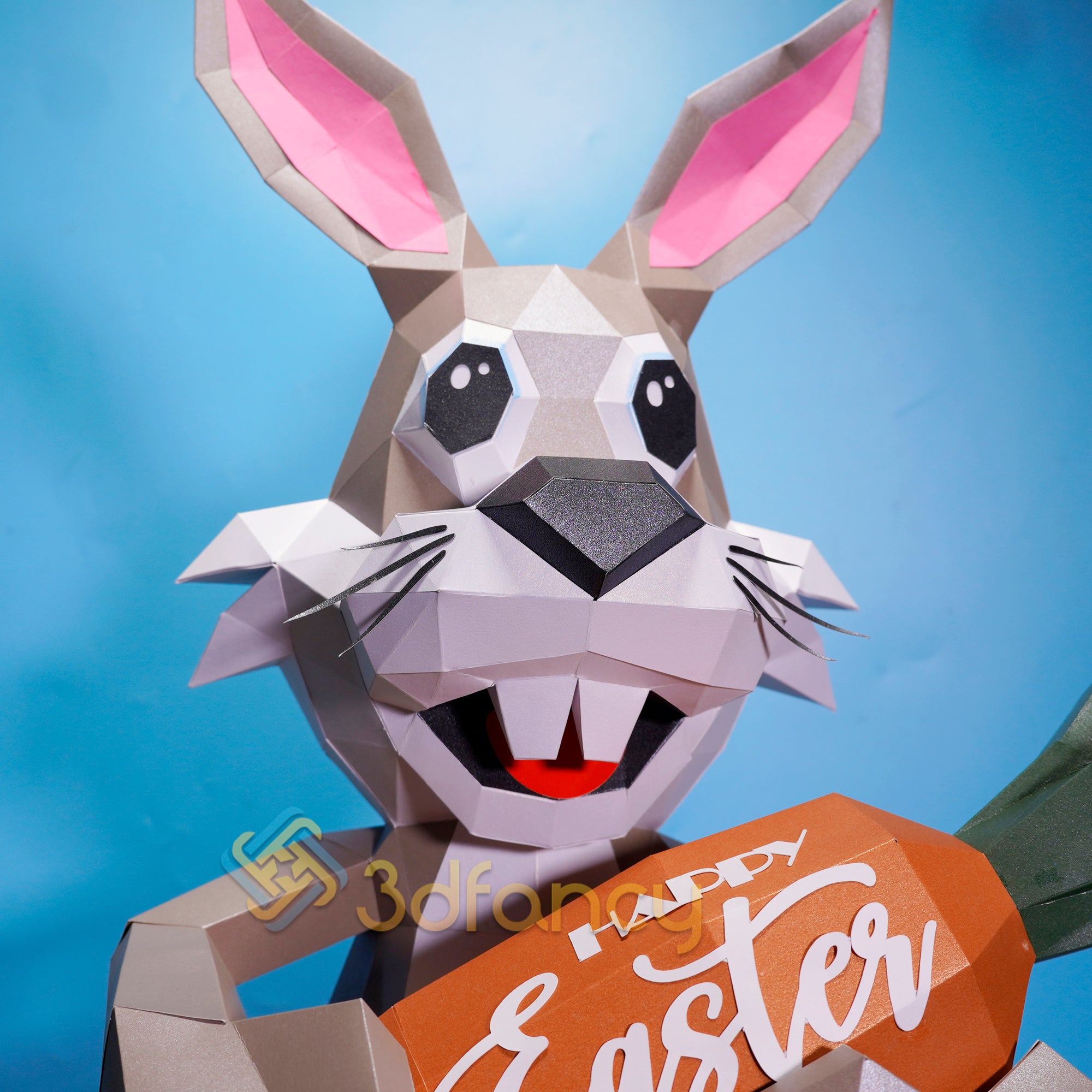 Easter Bunny Standing Holding Carrot 3D Papercraft SVG, Studio, PDF Te – 3dfancy