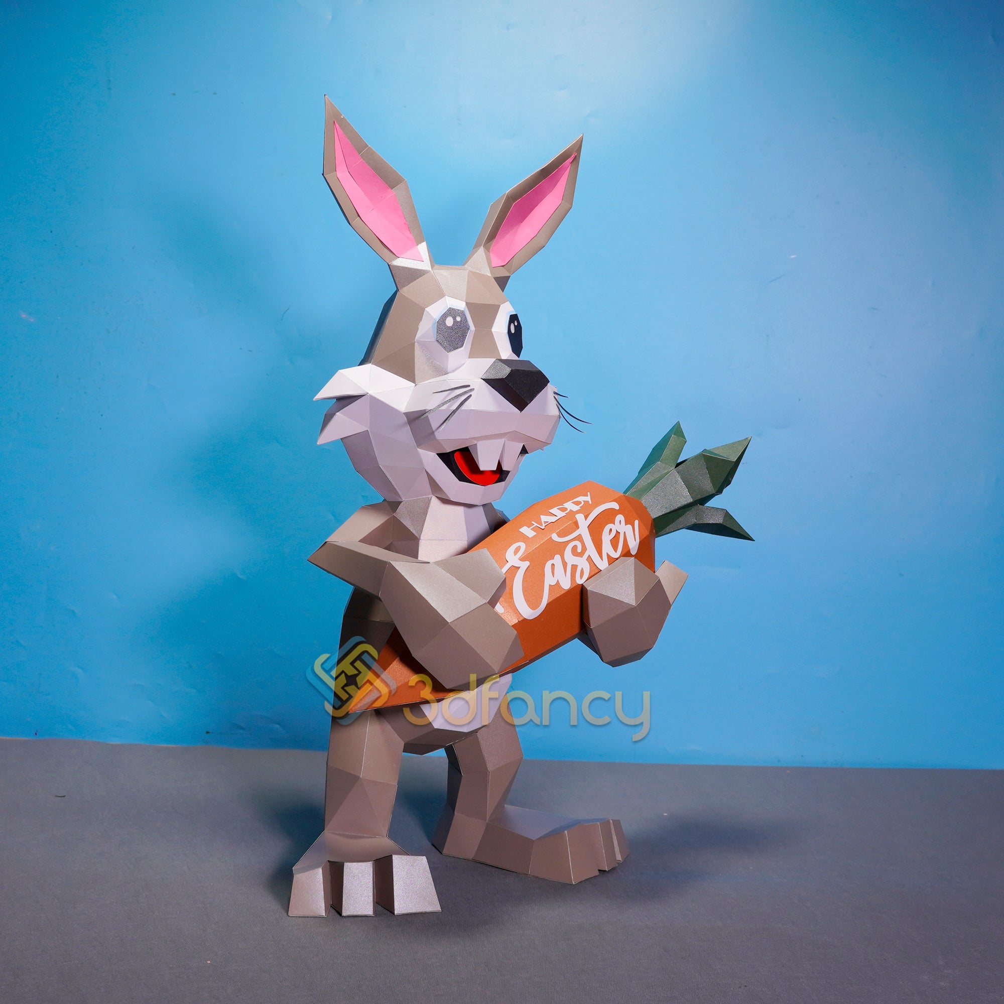 Easter Bunny Standing Holding Carrot 3D Papercraft SVG, Studio, PDF Te – 3dfancy