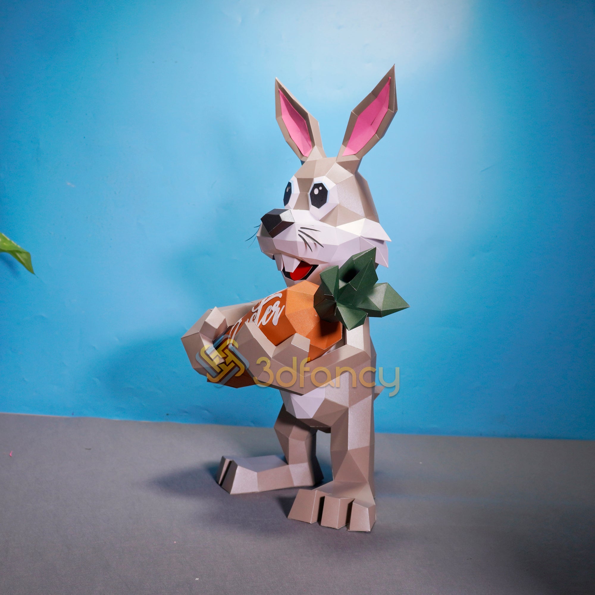 Easter Bunny Standing Holding Carrot 3D Papercraft SVG, Studio, PDF Te – 3dfancy