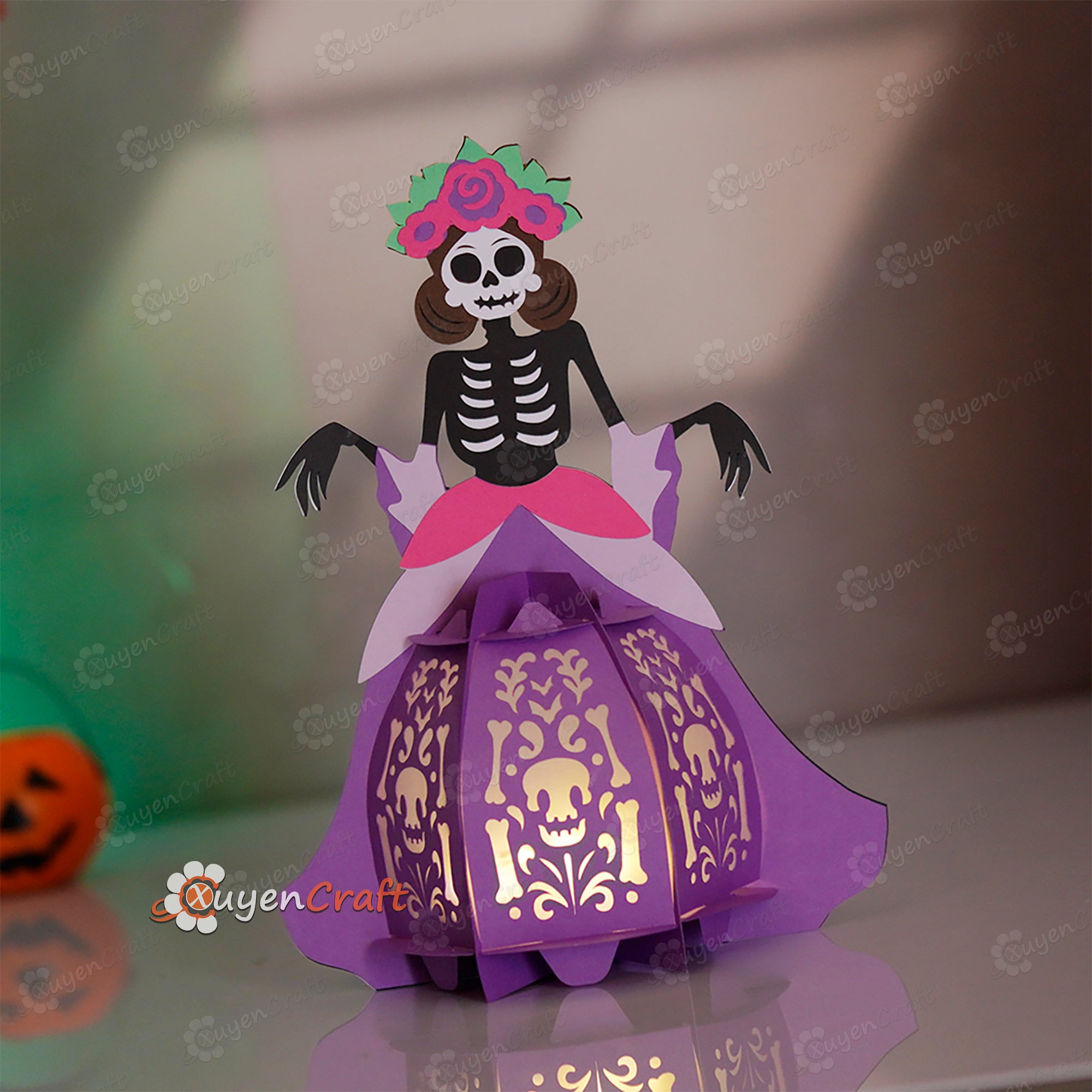 Pack 3 Catrina Lantern Templates – Halloween, Day of the Dead SVG PDF ...