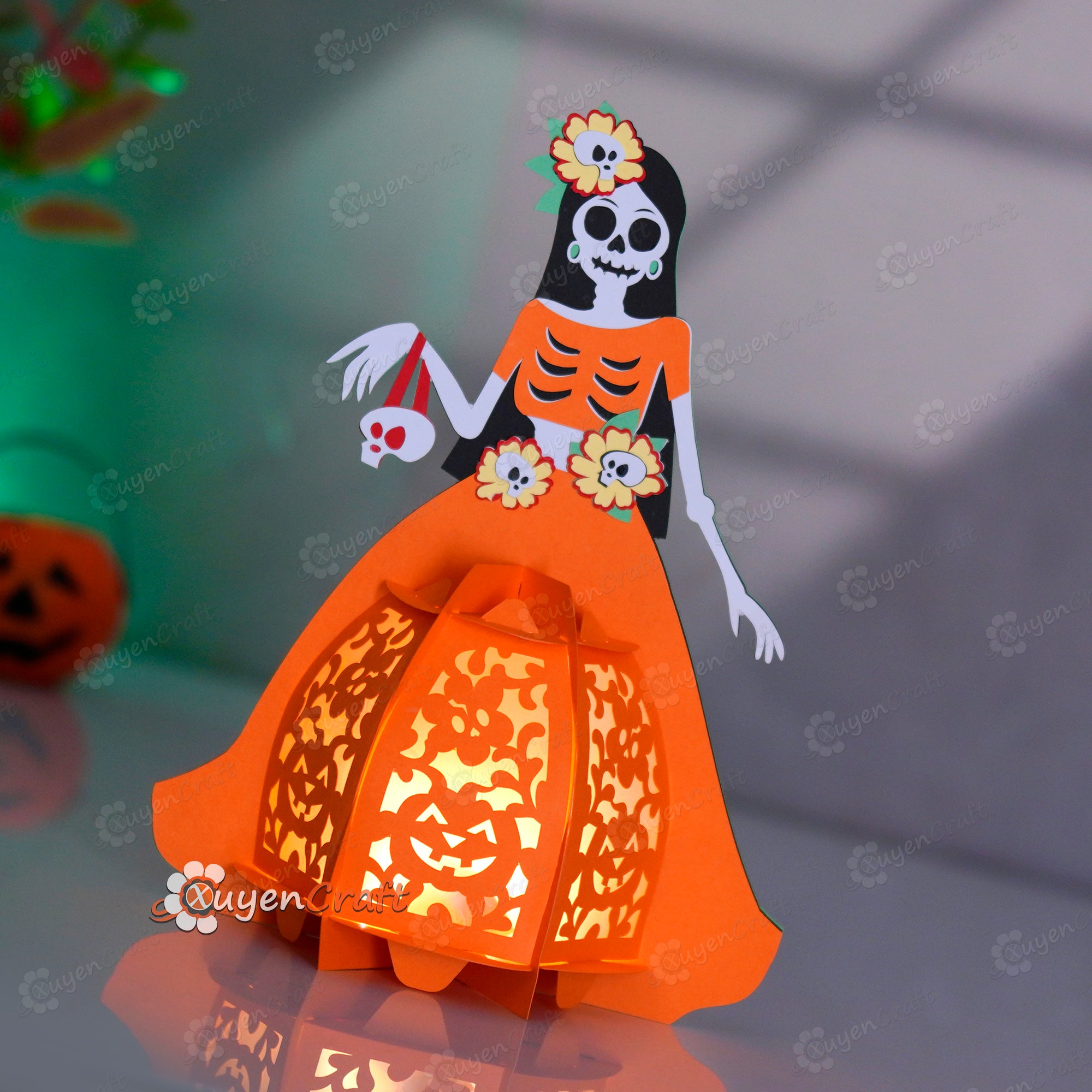 Pack 3 Catrina Lantern Templates – Halloween, Day of the Dead SVG PDF ...