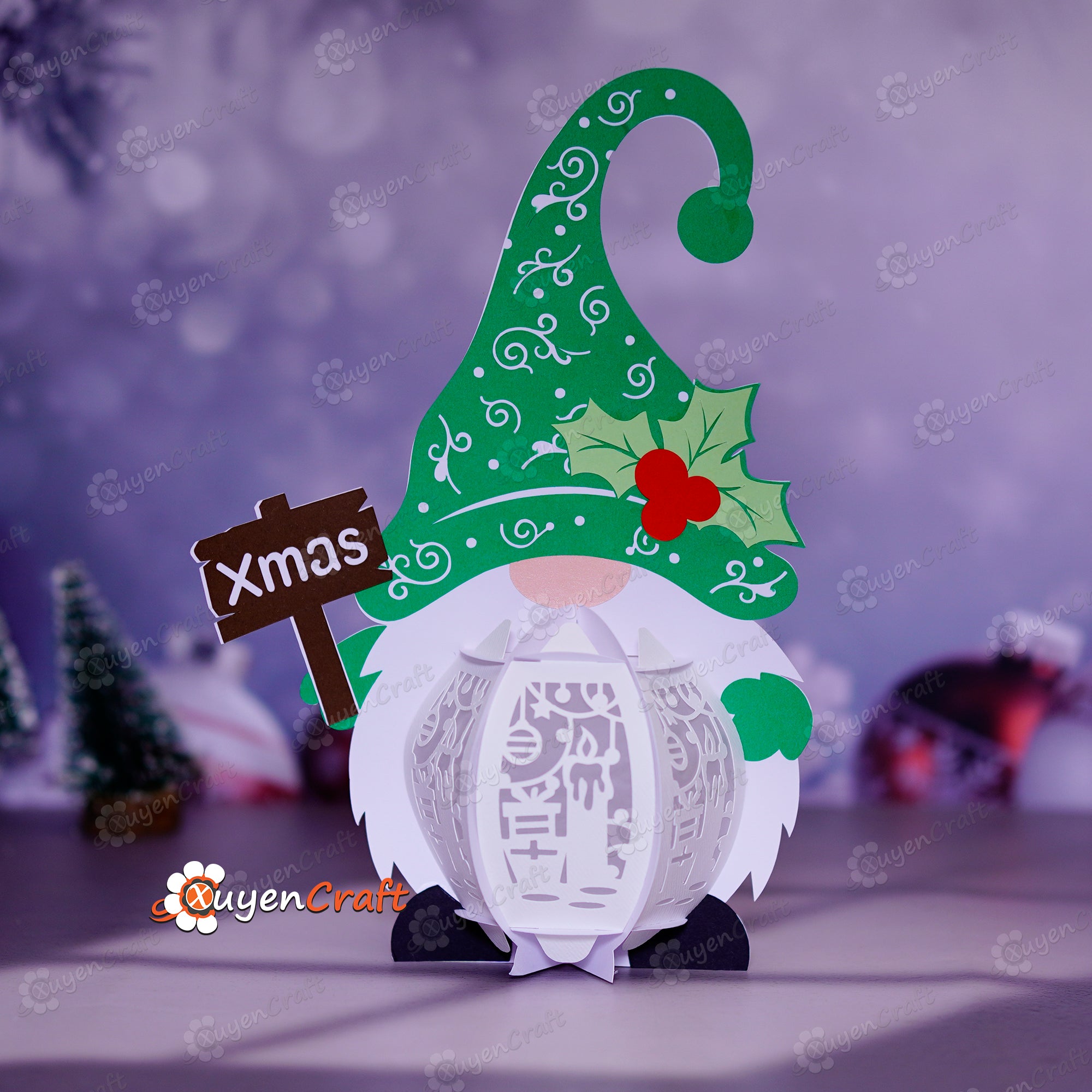 Pack 3 Gnome Lantern SVG, Studio, PDF Templates – 3dfancy