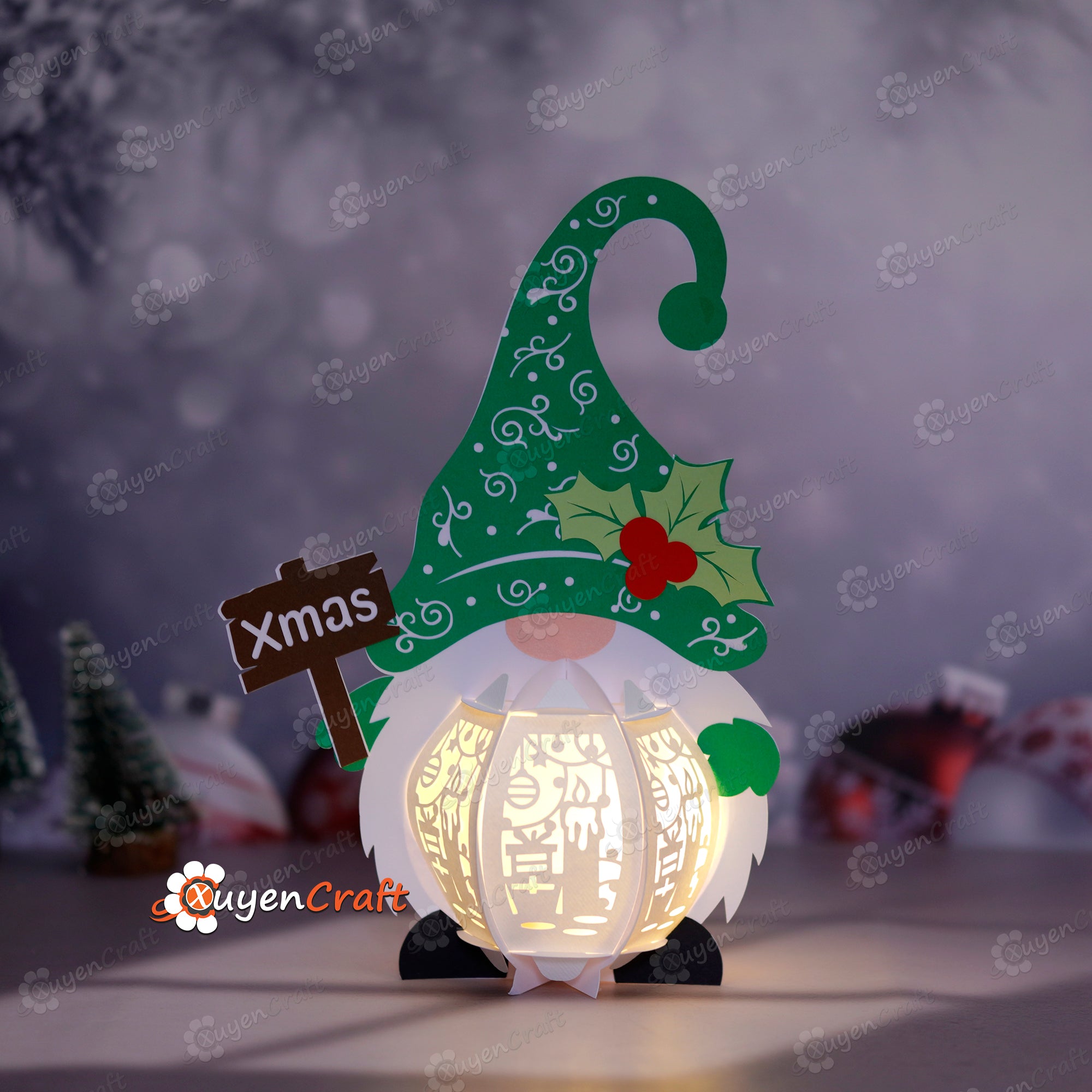 Pack 3 Gnome Lantern SVG, Studio, PDF Templates – 3dfancy