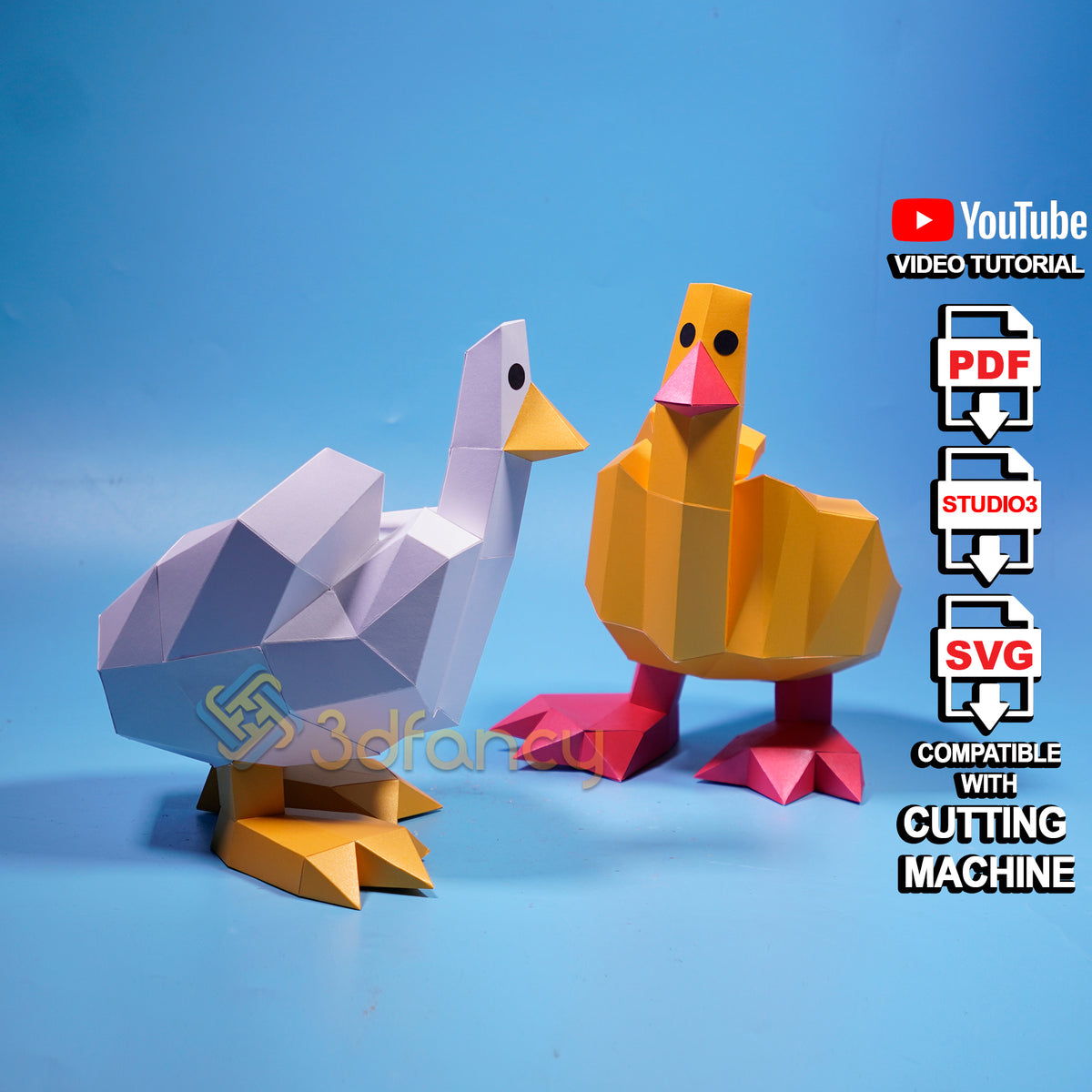 Middle Finger Duck You Papercraft PDF, SVG Template – 3dfancy