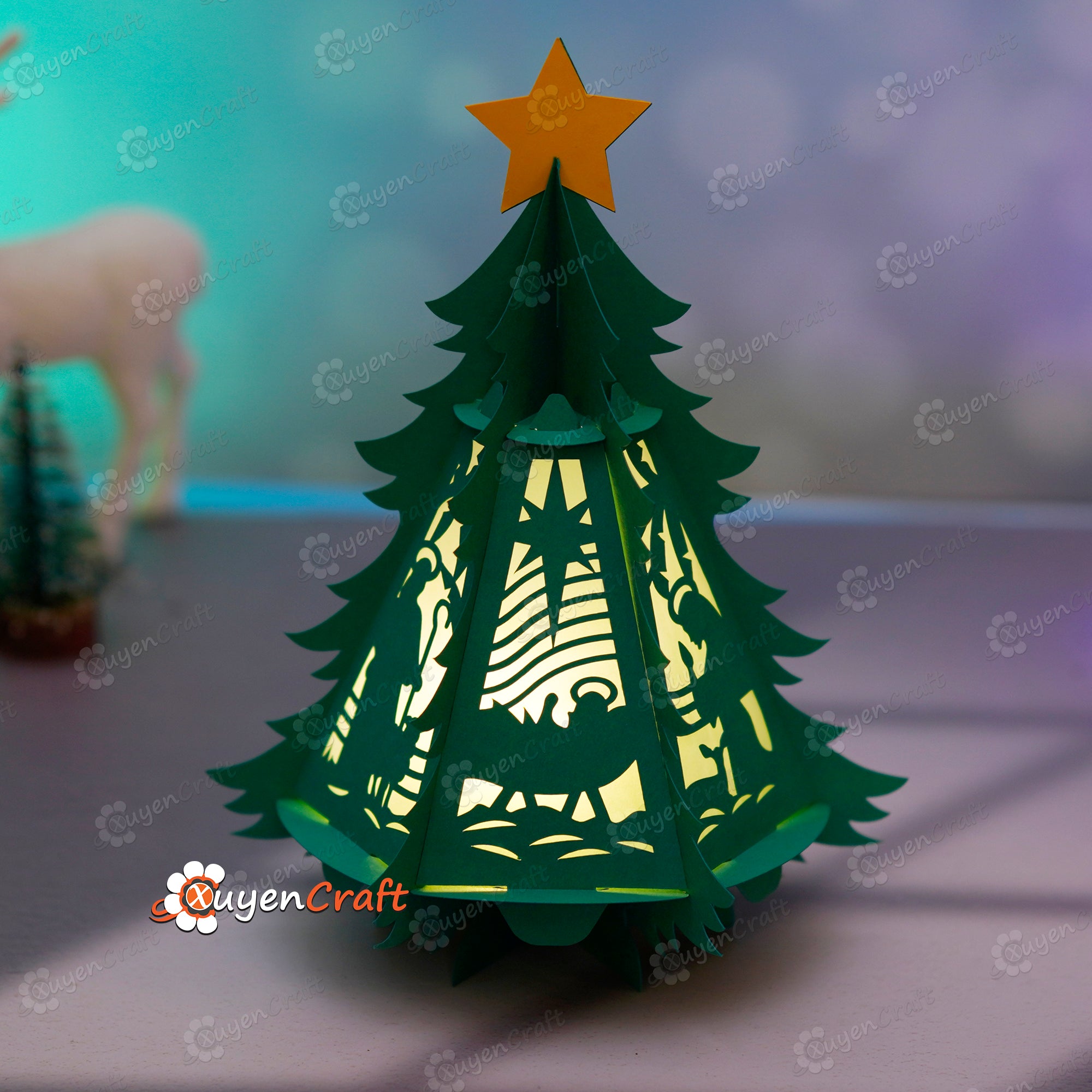 Set 3 Nativity Scene Tree Lantern SVG, Studio, PDF Templates – 3dfancy