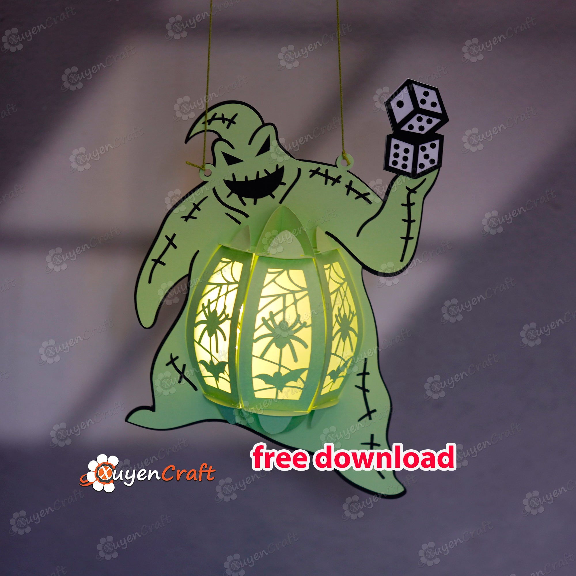 Oogie Boogie Man Lantern PDF, SVG, Studio Templates – 3dfancy