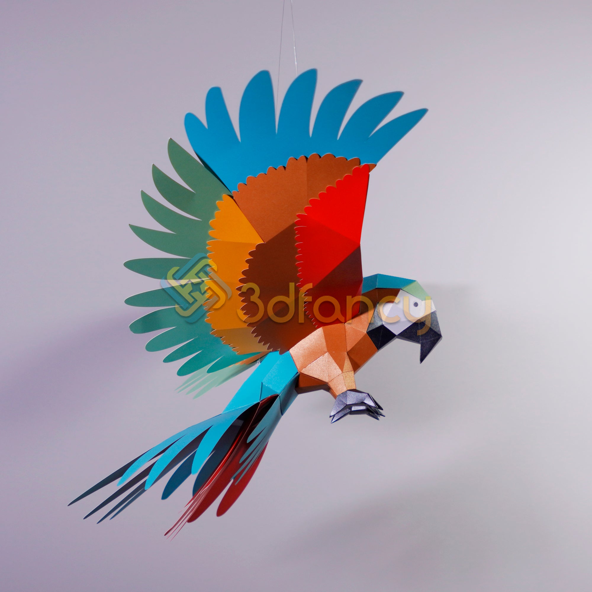 Low poly Flying Parrot Papercraft PDF, SVG Template – 3dfancy