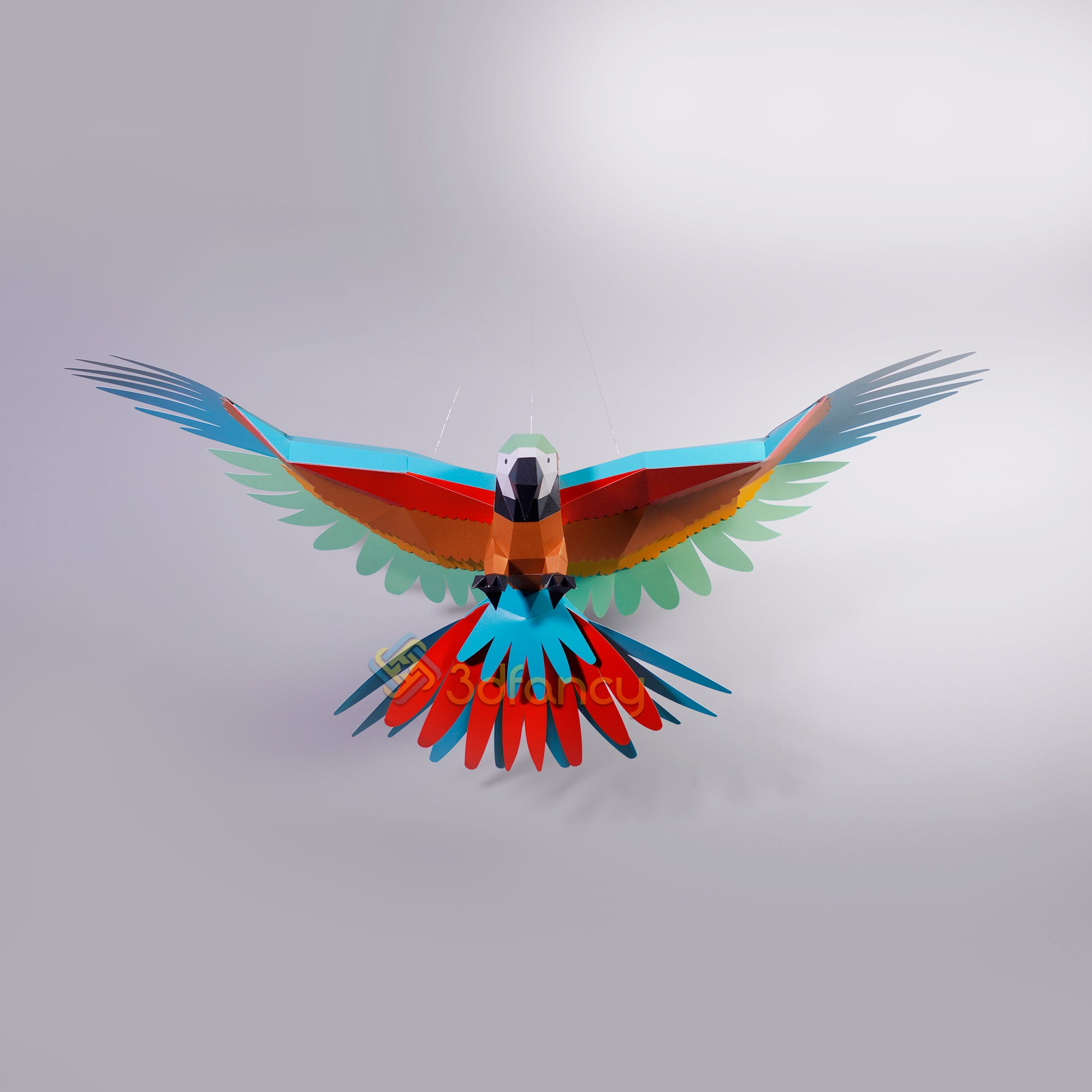 Low poly Flying Parrot Papercraft PDF, SVG Template – 3dfancy