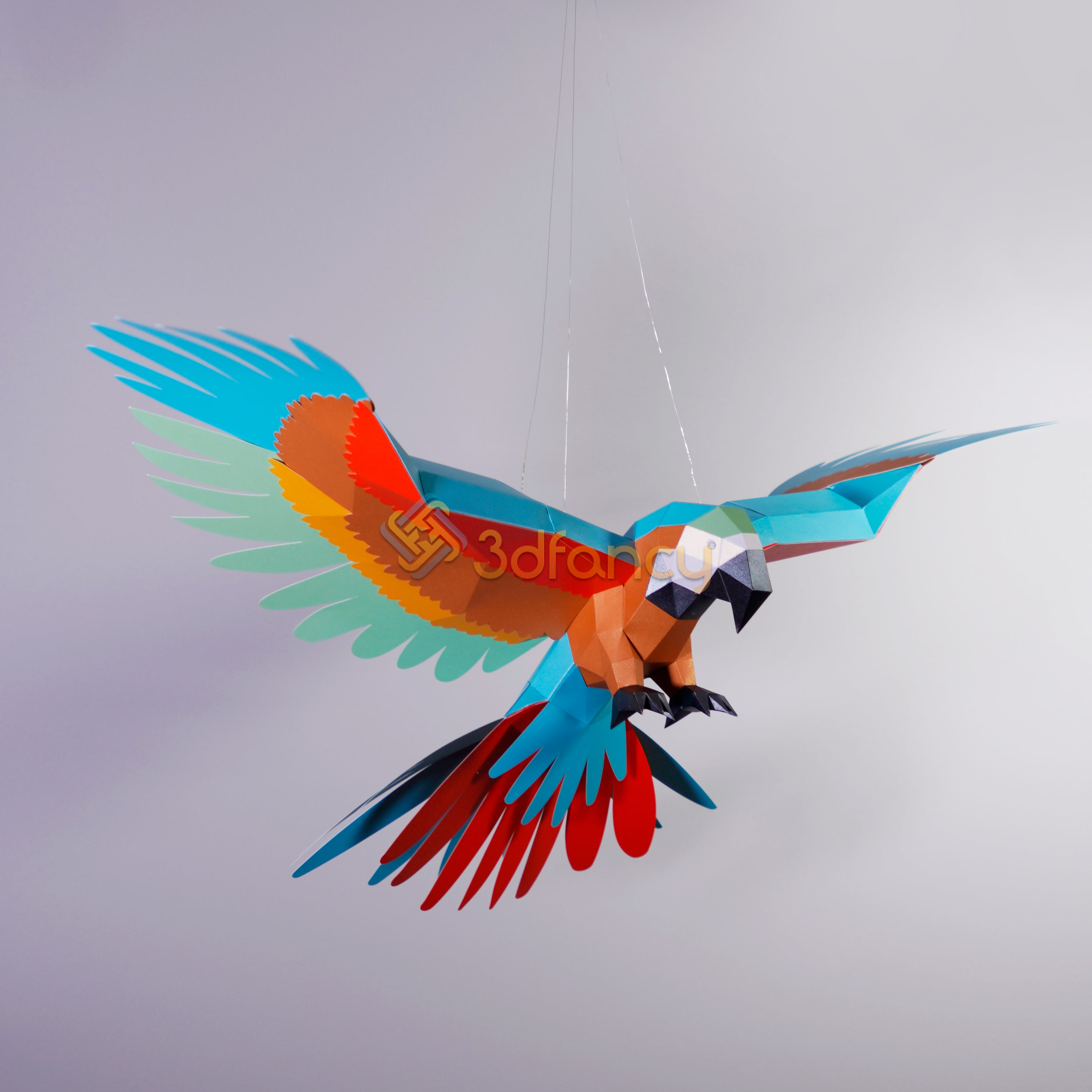 Low poly Flying Parrot Papercraft PDF, SVG Template – 3dfancy