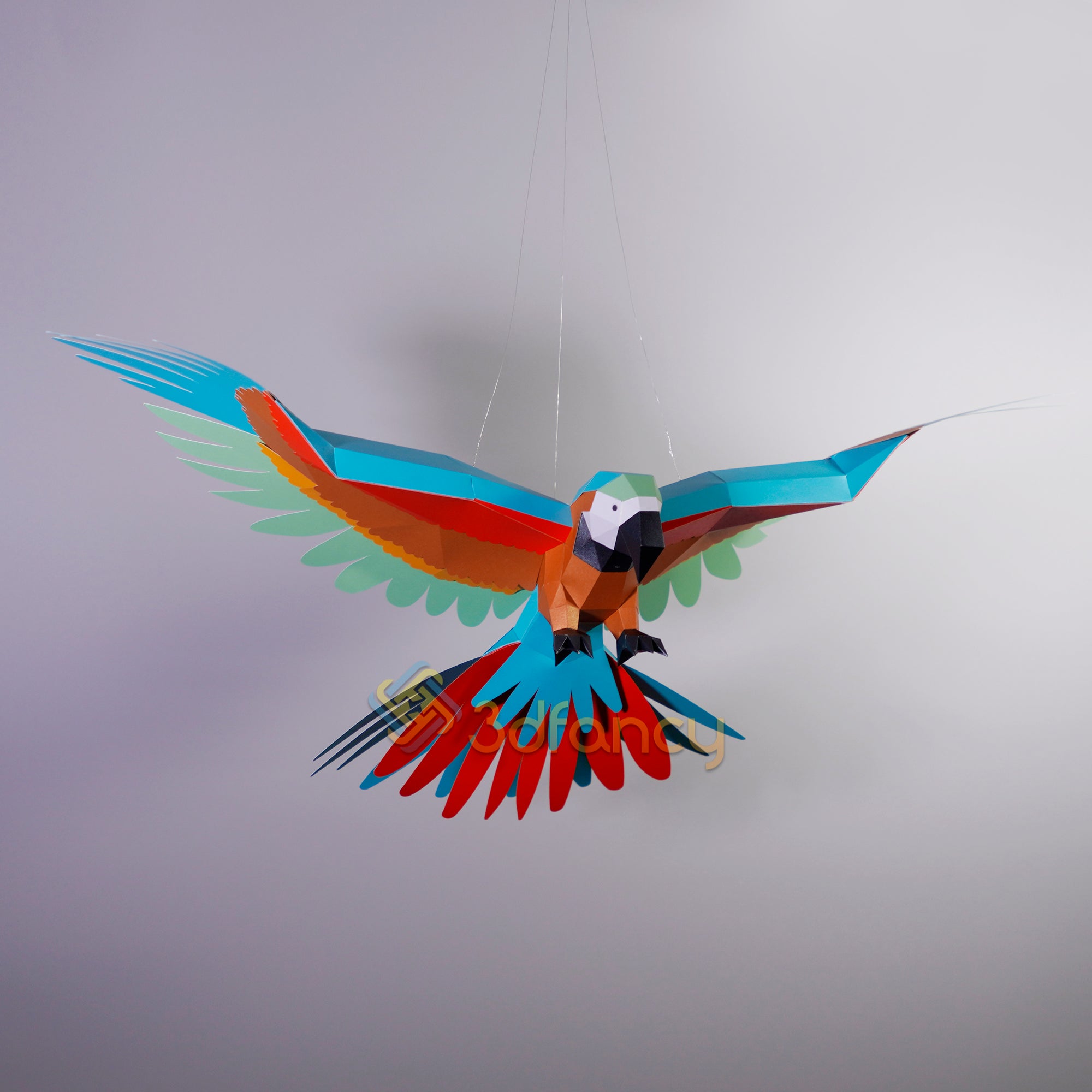 Low poly Flying Parrot Papercraft PDF, SVG Template – 3dfancy