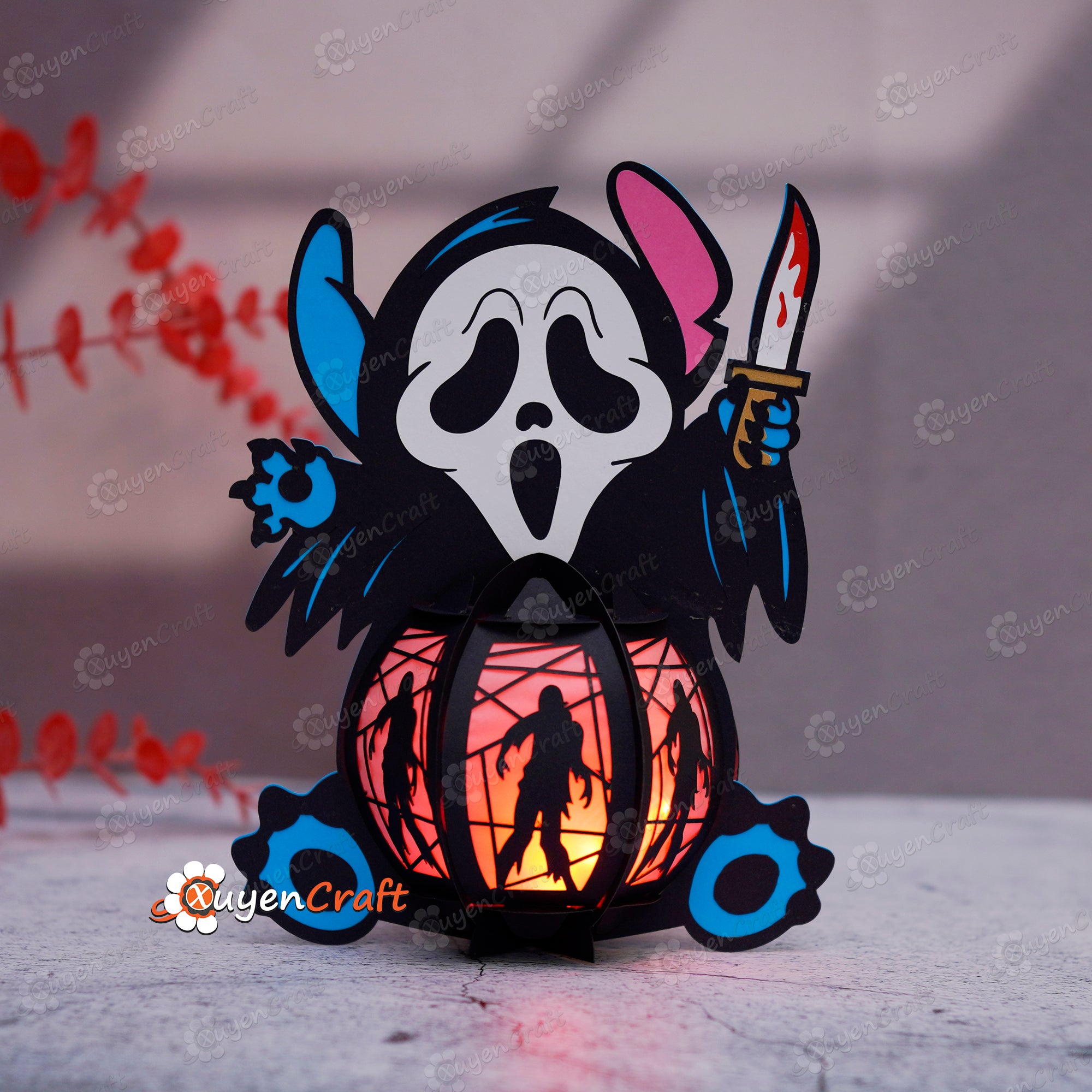 Set 3 Stitch Ghost Lantern SVG, Studio, PDF Templates – 3dfancy