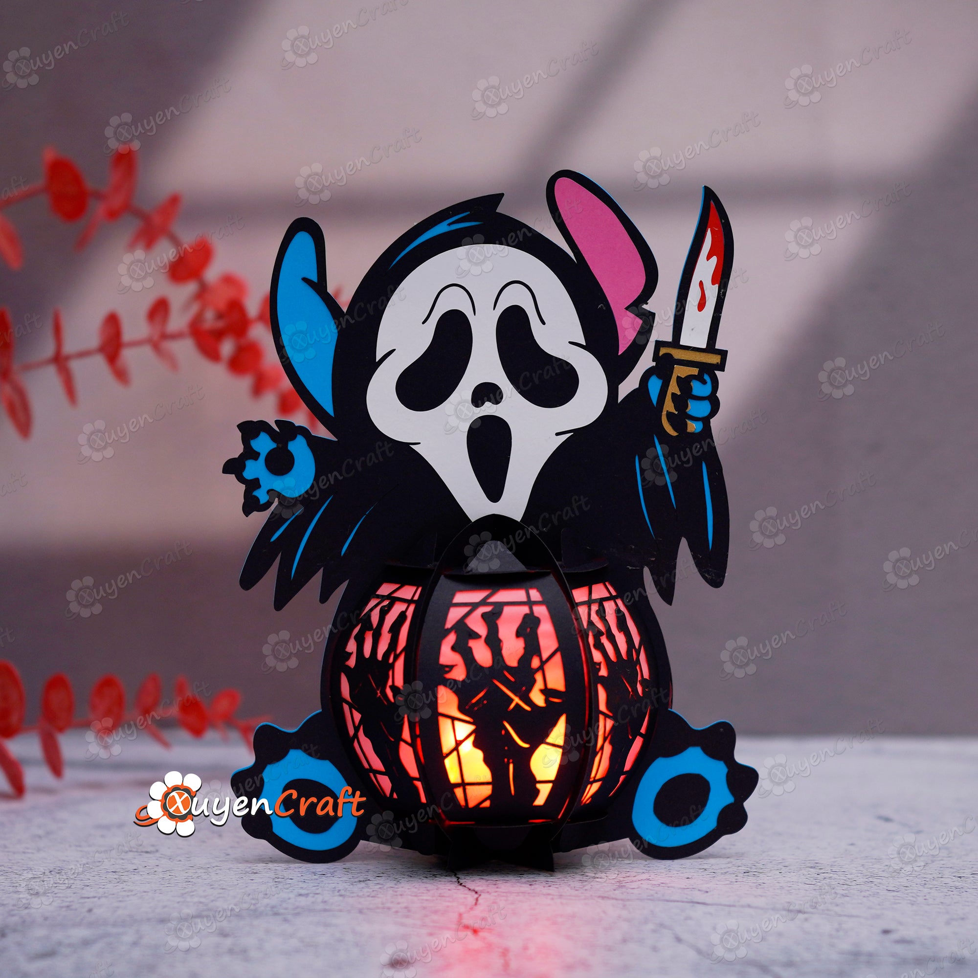 Set 3 Stitch Ghost Lantern SVG, Studio, PDF Templates – 3dfancy