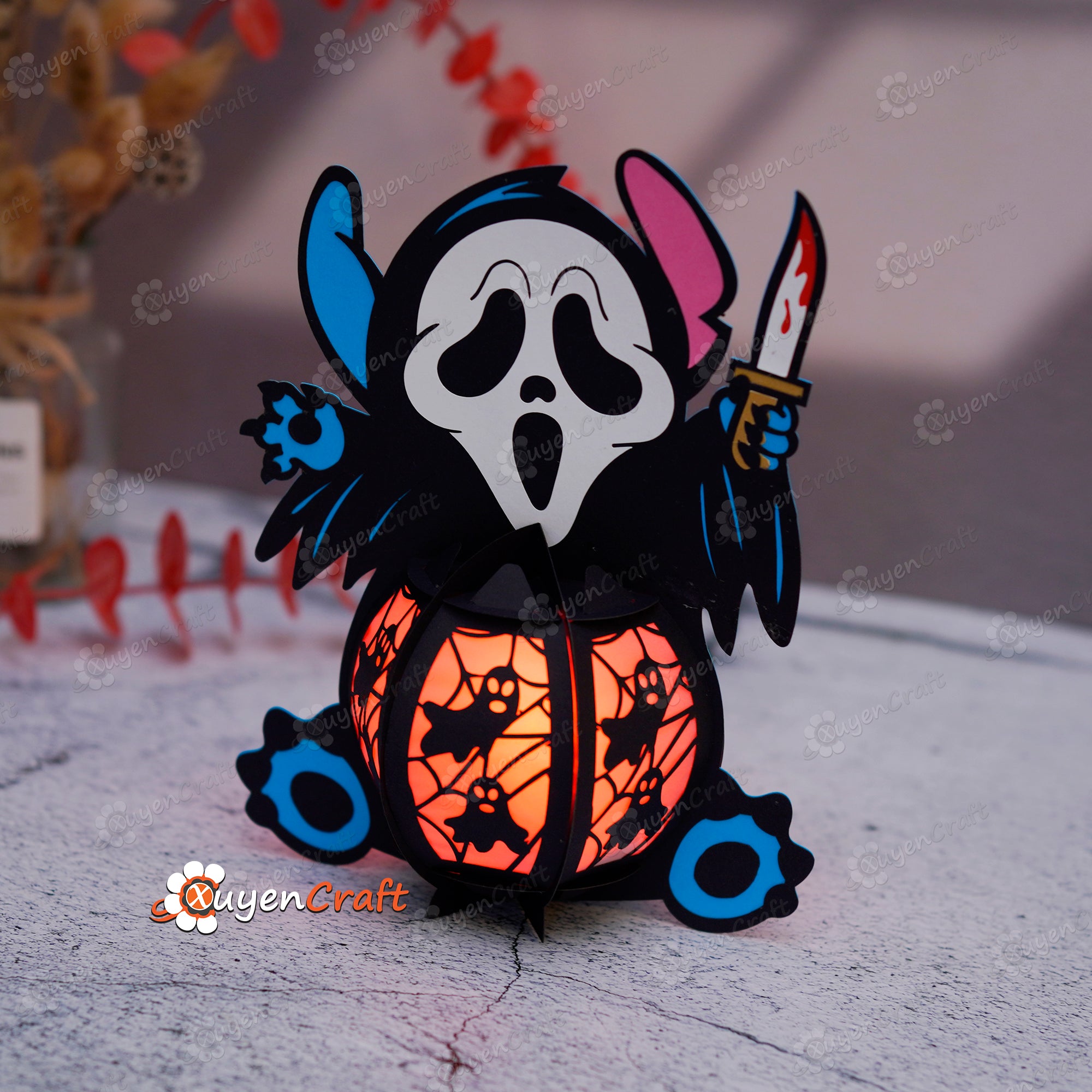 Set 3 Stitch Ghost Lantern SVG, Studio, PDF Templates – 3dfancy