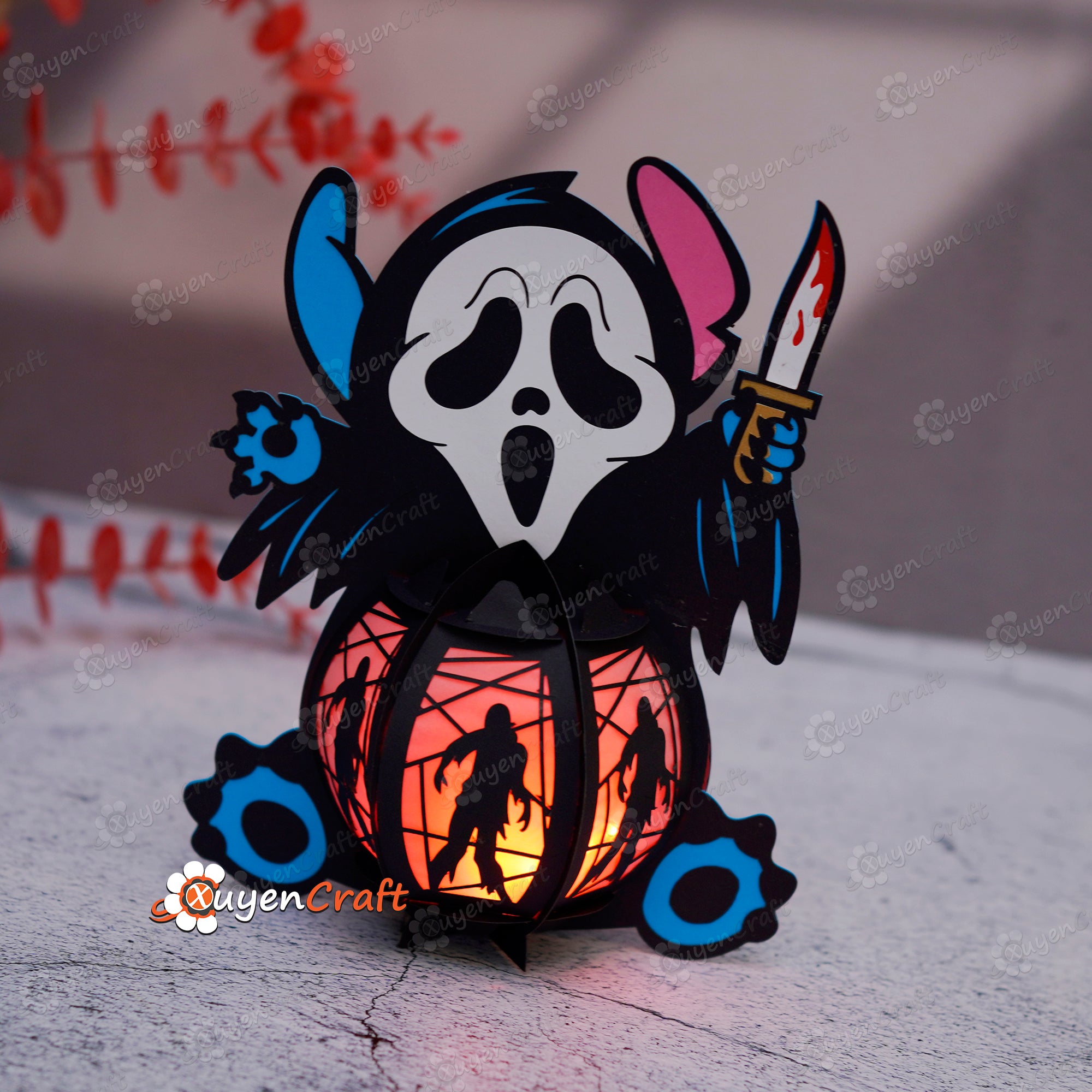 Set 3 Stitch Ghost Lantern SVG, Studio, PDF Templates – 3dfancy