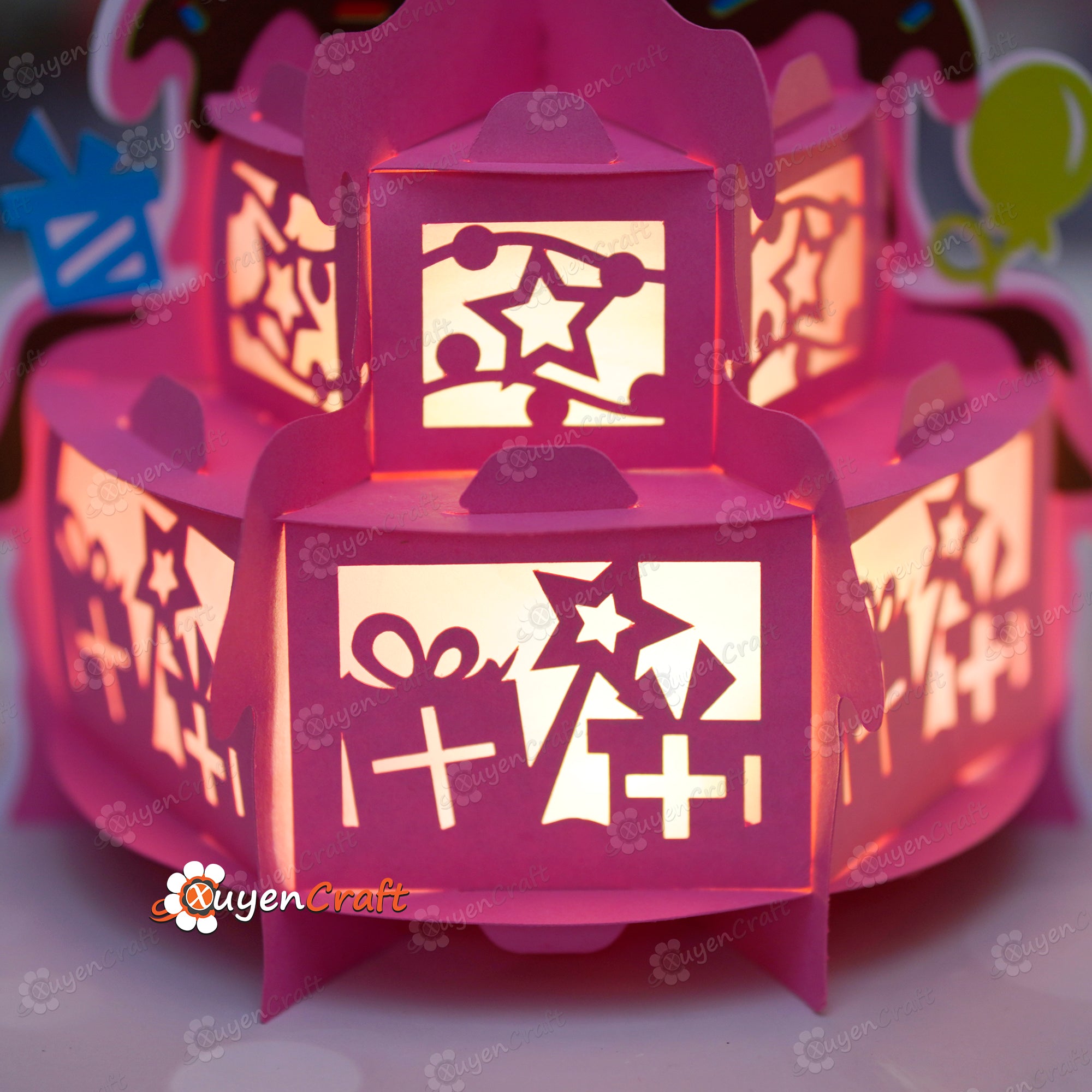 Set 3 Birthday Cake Lantern SVG, Studio, PDF Templates – 3dfancy
