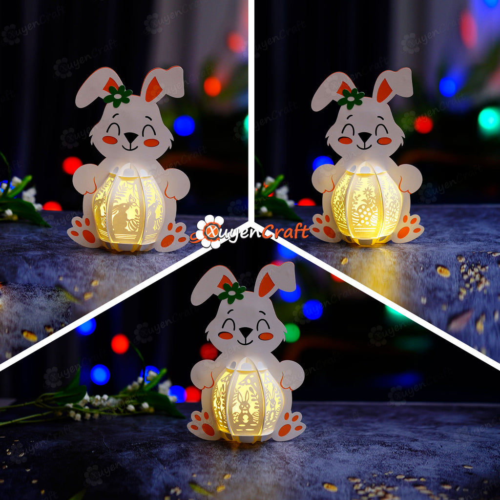 Pack 3 Bunny Lantern PDF, SVG, Studio Template – 3dfancy