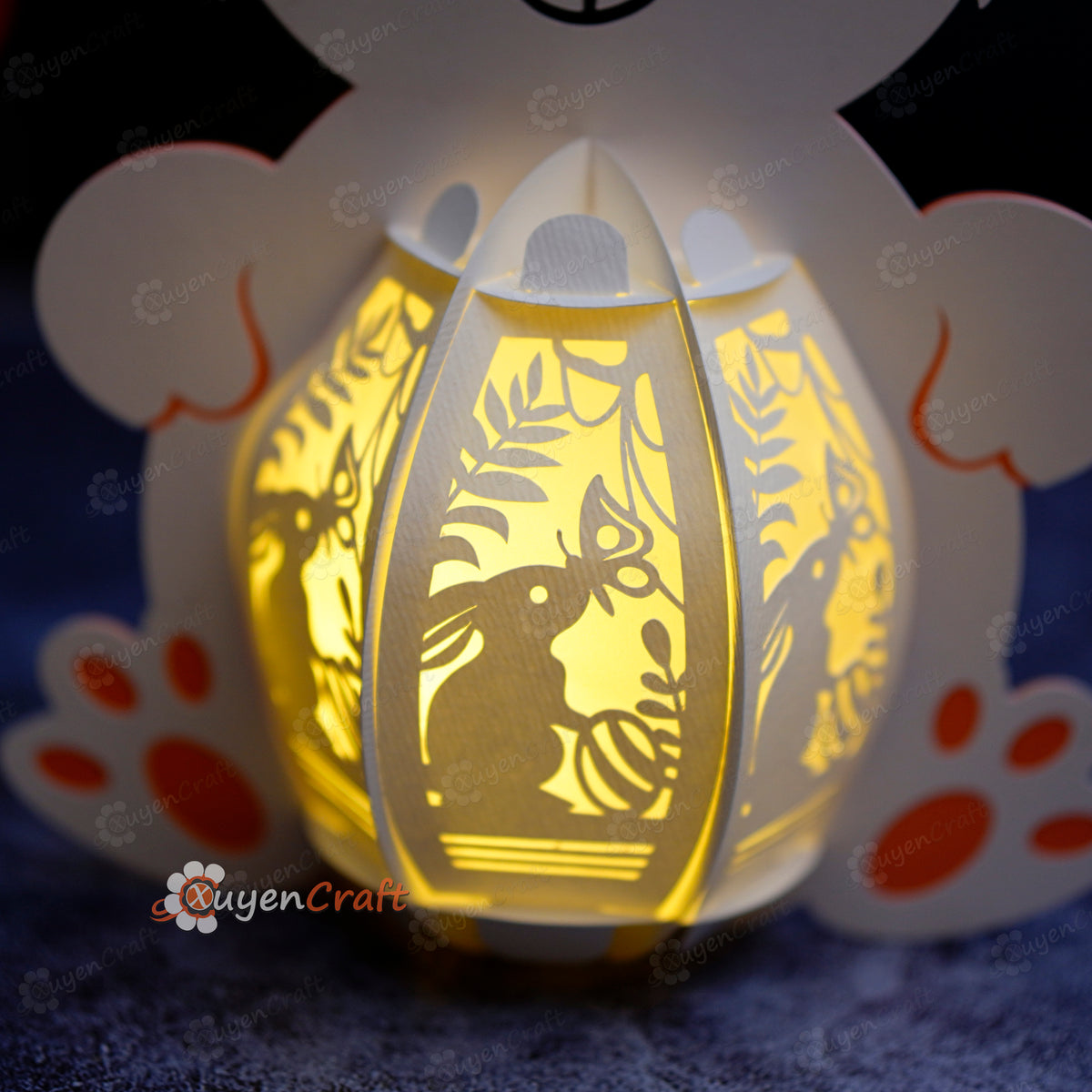 Rabbit Butterfly Bunny Lantern PDF, SVG, Studio Template – 3dfancy