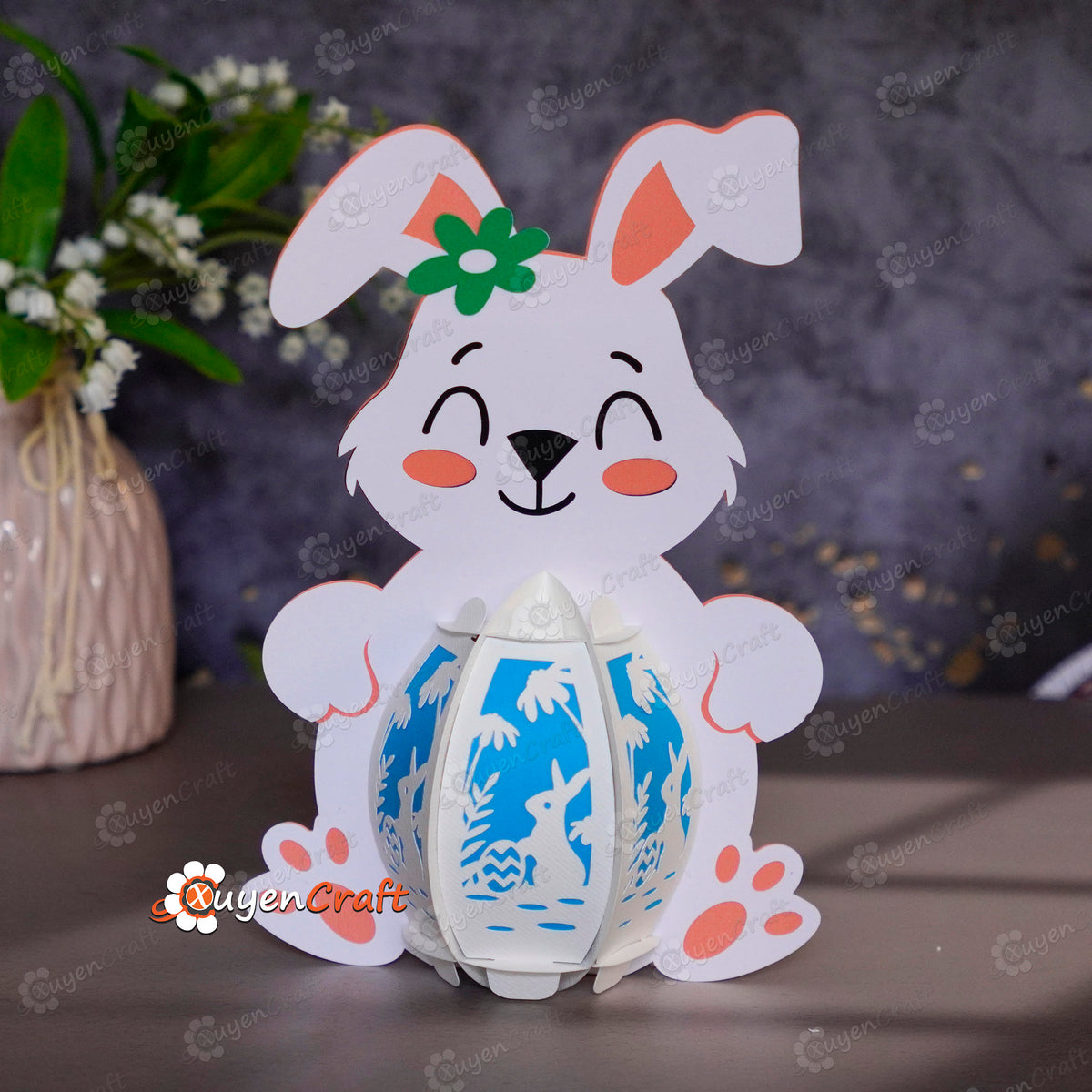 Set 3 Bunny Lantern PDF, SVG, Studio Template – 3dfancy