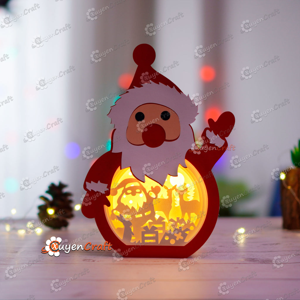 Christmas Santa Shadow Box PDF, SVG Light Box for Cricut Projects, Sca ...