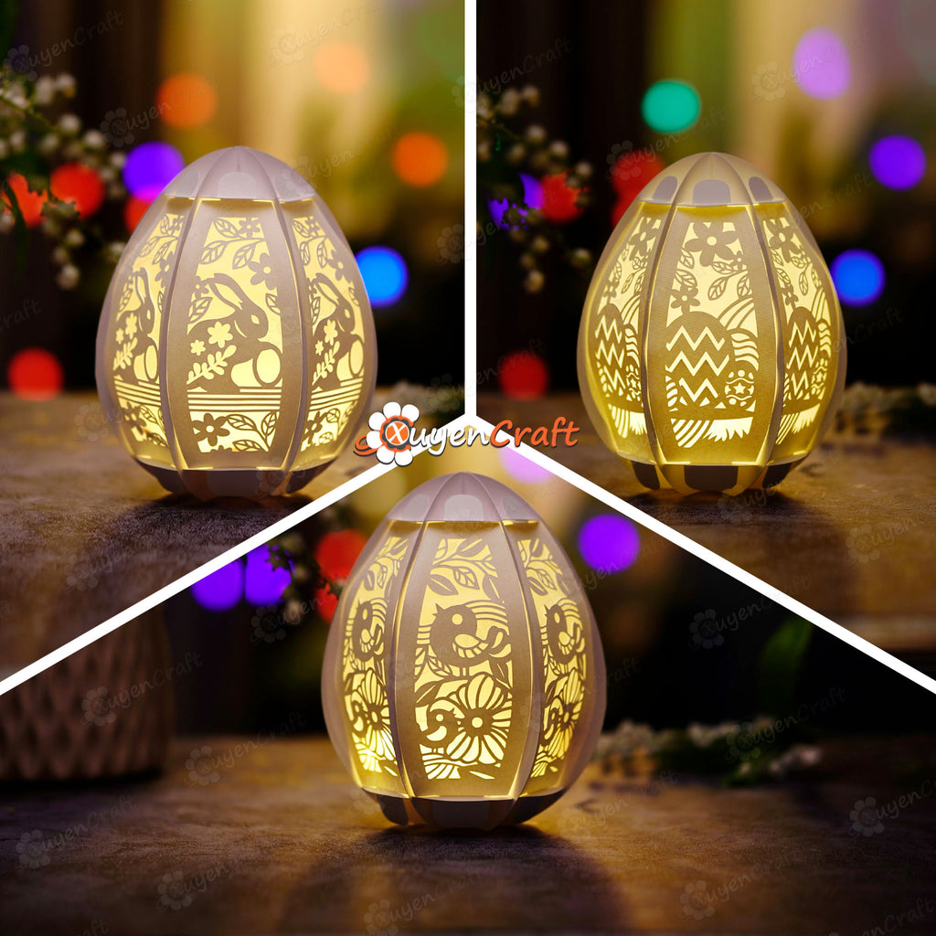 Combo 3 Easter Egg Lantern PDF, SVG Template for Cricut Project, ScanN ...