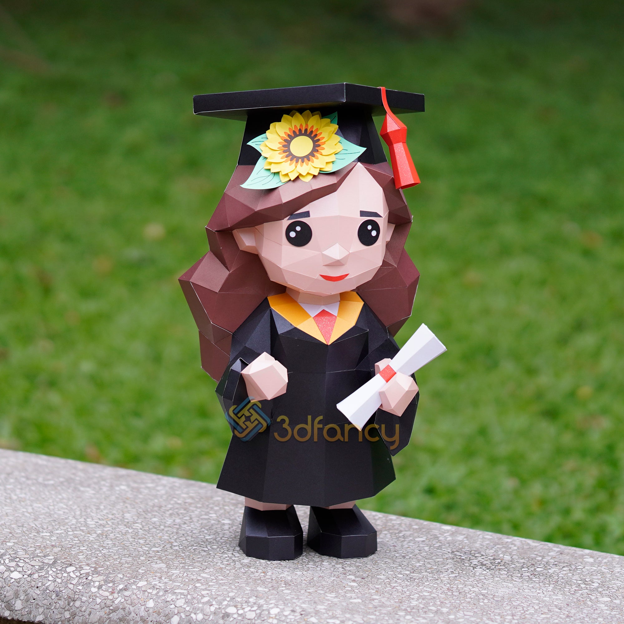 Graduation Gift DIY – 3D Girl Papercraft Template SVG PDF for Cricut S ...