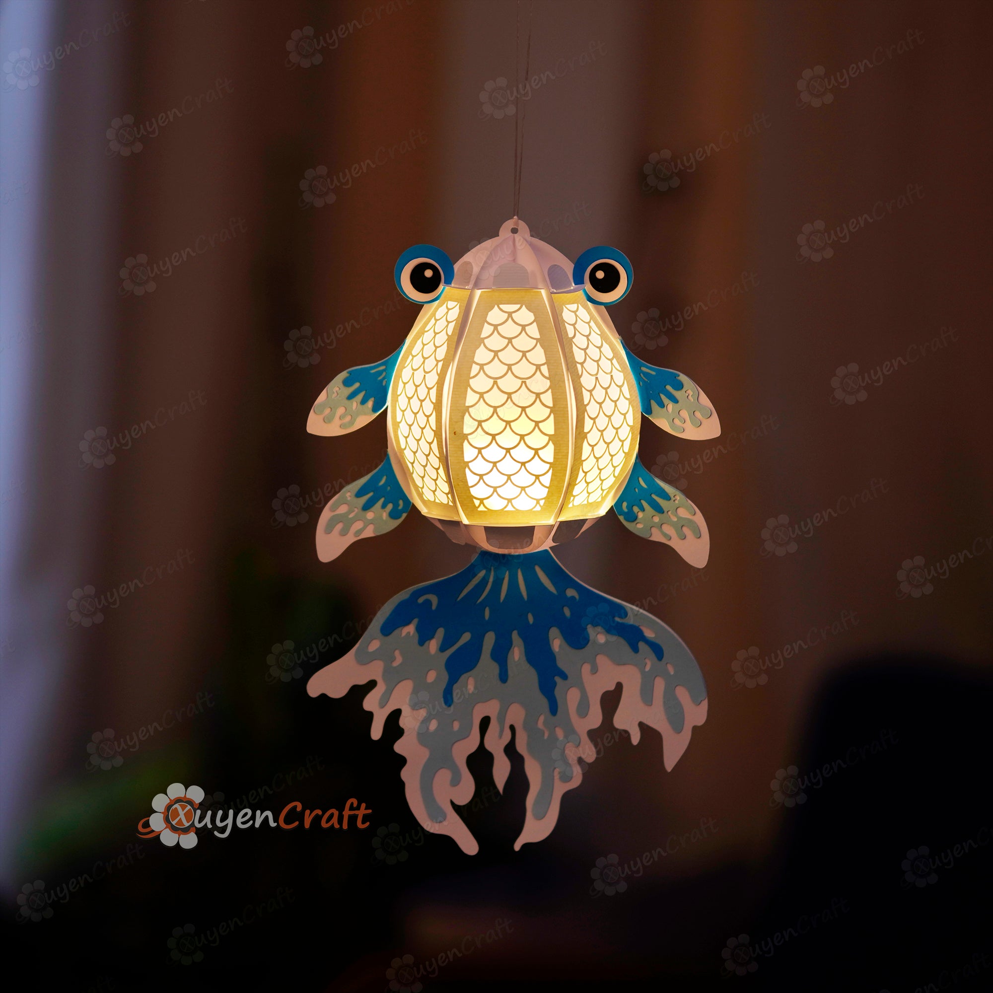 Set 3 Goldfish Lantern PDF, SVG, Studio Templates – 3dfancy