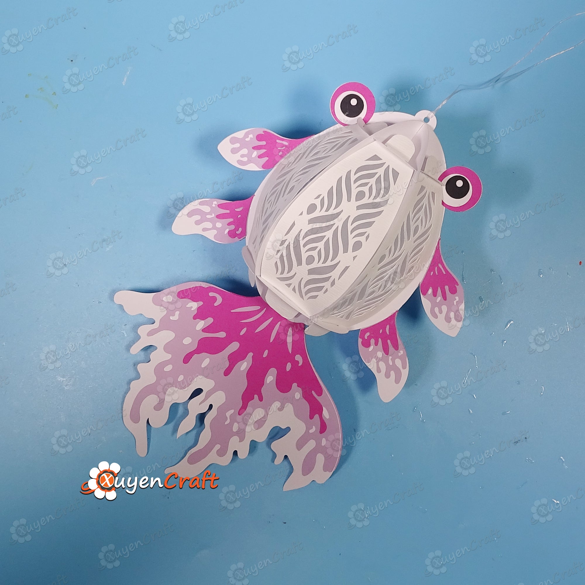 Set 3 Goldfish Lantern PDF, SVG, Studio Templates – 3dfancy
