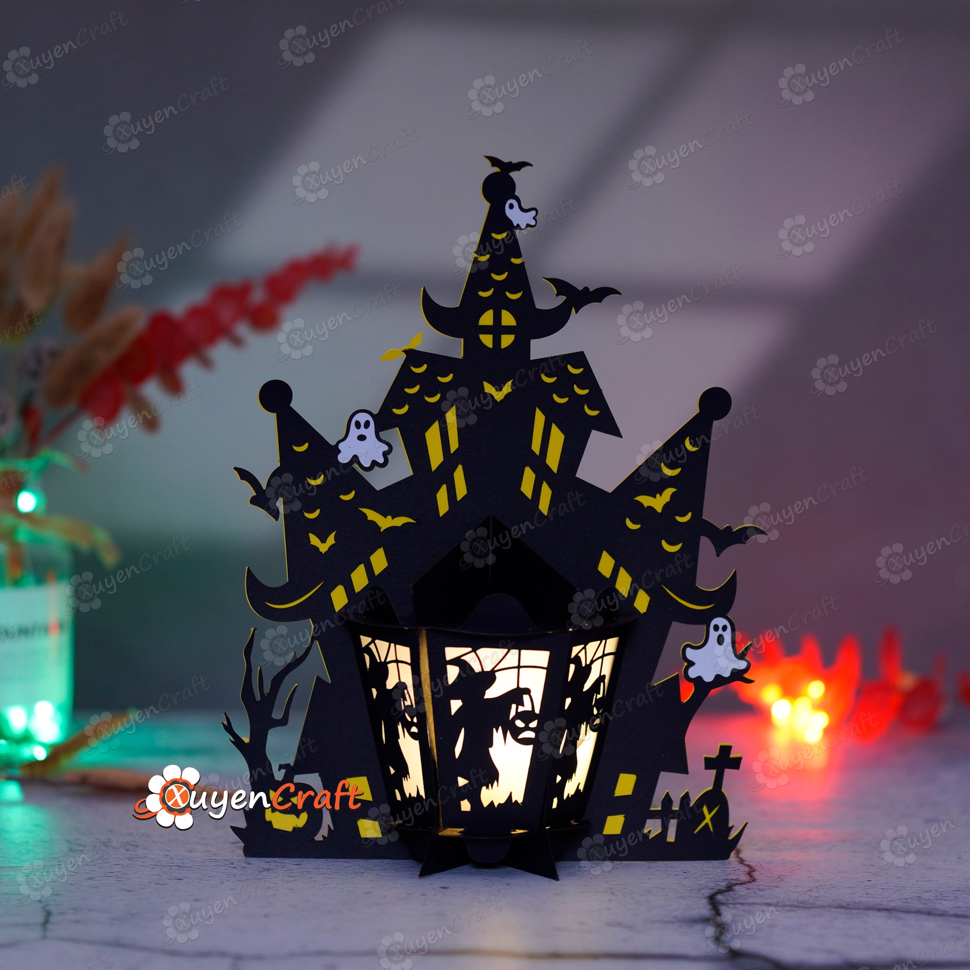 Set 3 Haunted House Lantern SVG, Studio, PDF Templates – 3dfancy