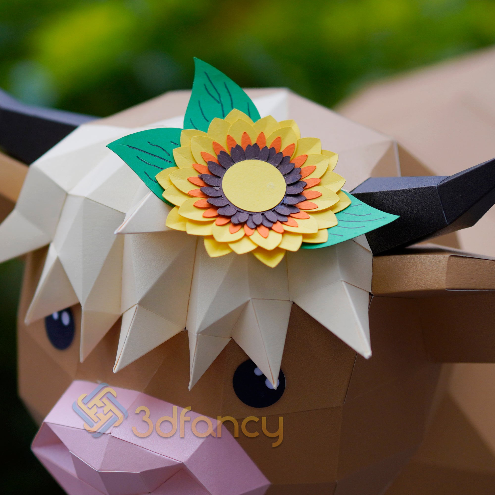 Low poly Highland Cow 3D Papercraft PDF, SVG Template – 3dfancy