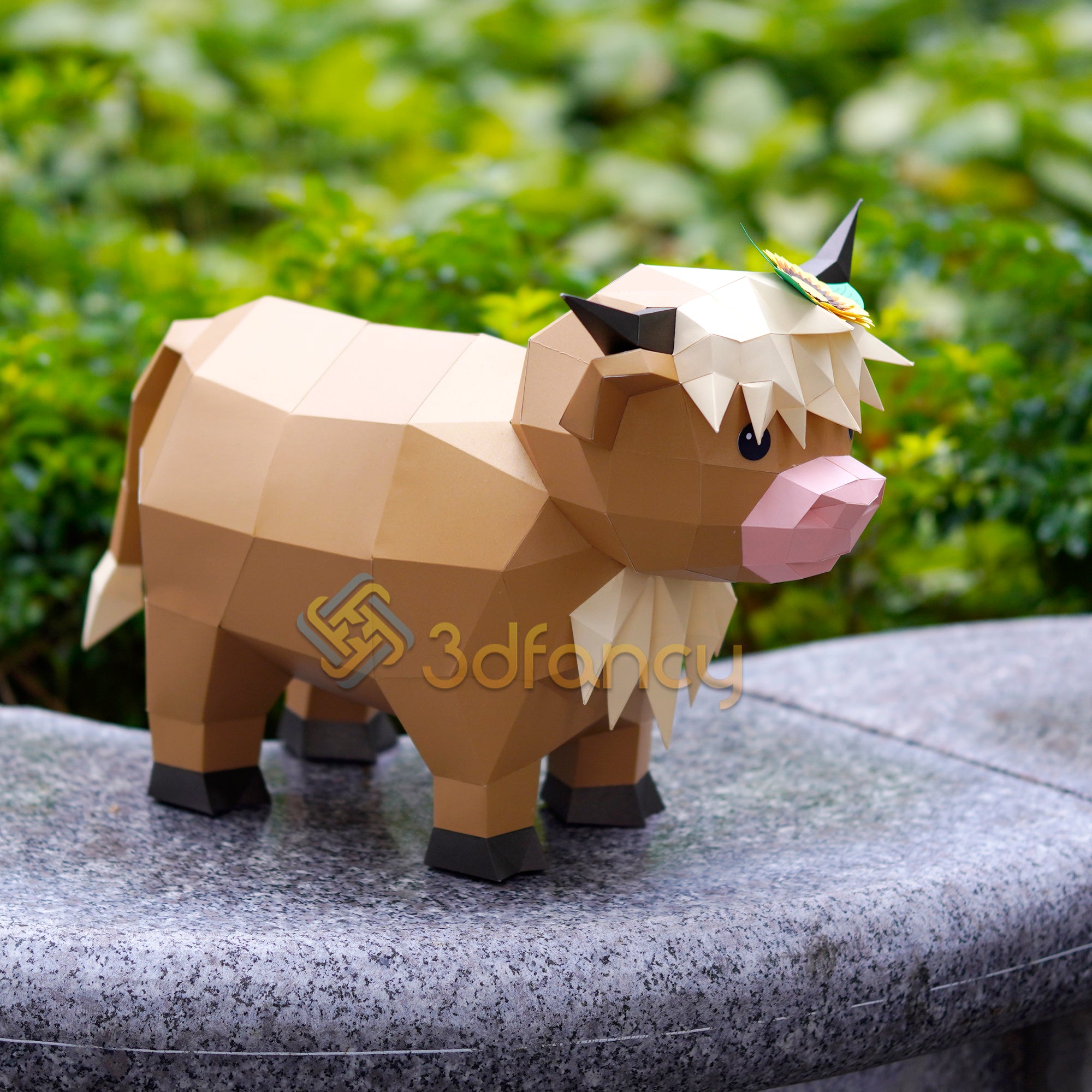Low poly Highland Cow 3D Papercraft PDF, SVG Template – 3dfancy