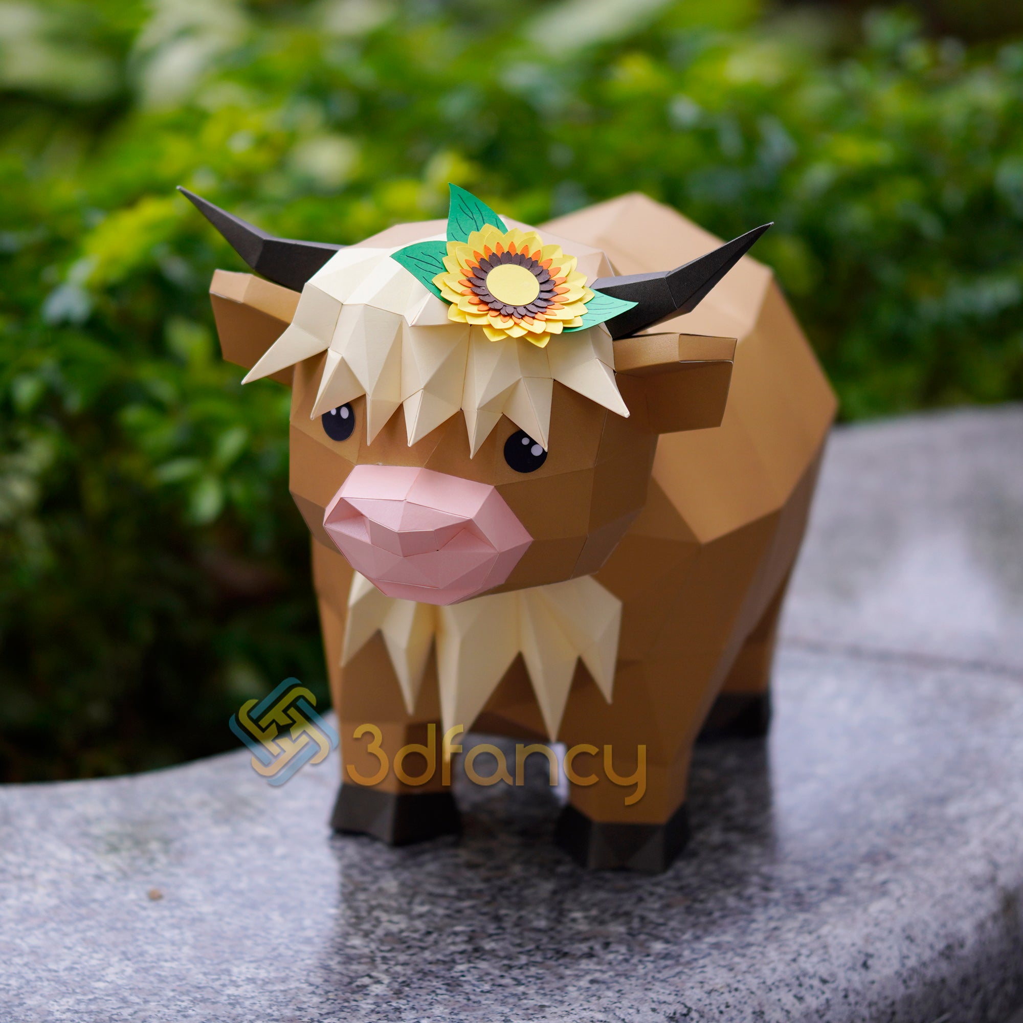 Low poly Highland Cow 3D Papercraft PDF, SVG Template – 3dfancy
