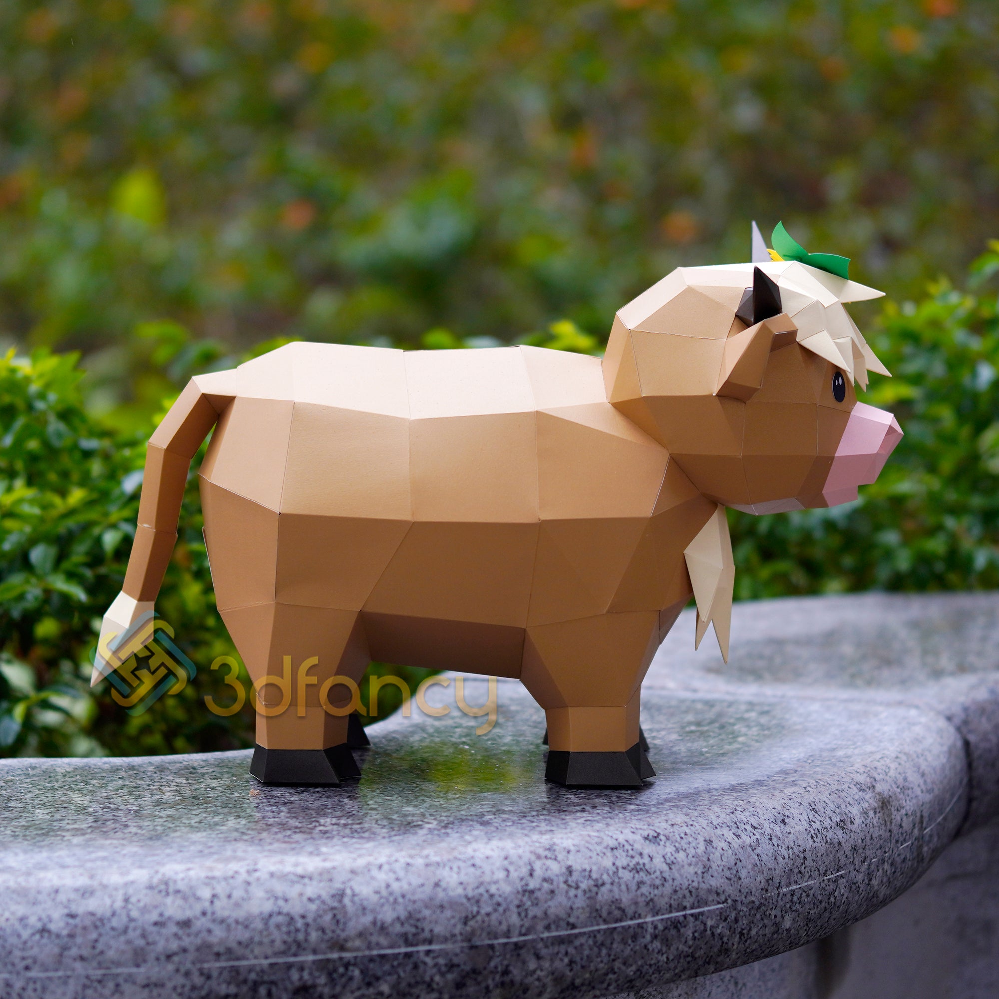 Low poly Highland Cow 3D Papercraft PDF, SVG Template – 3dfancy