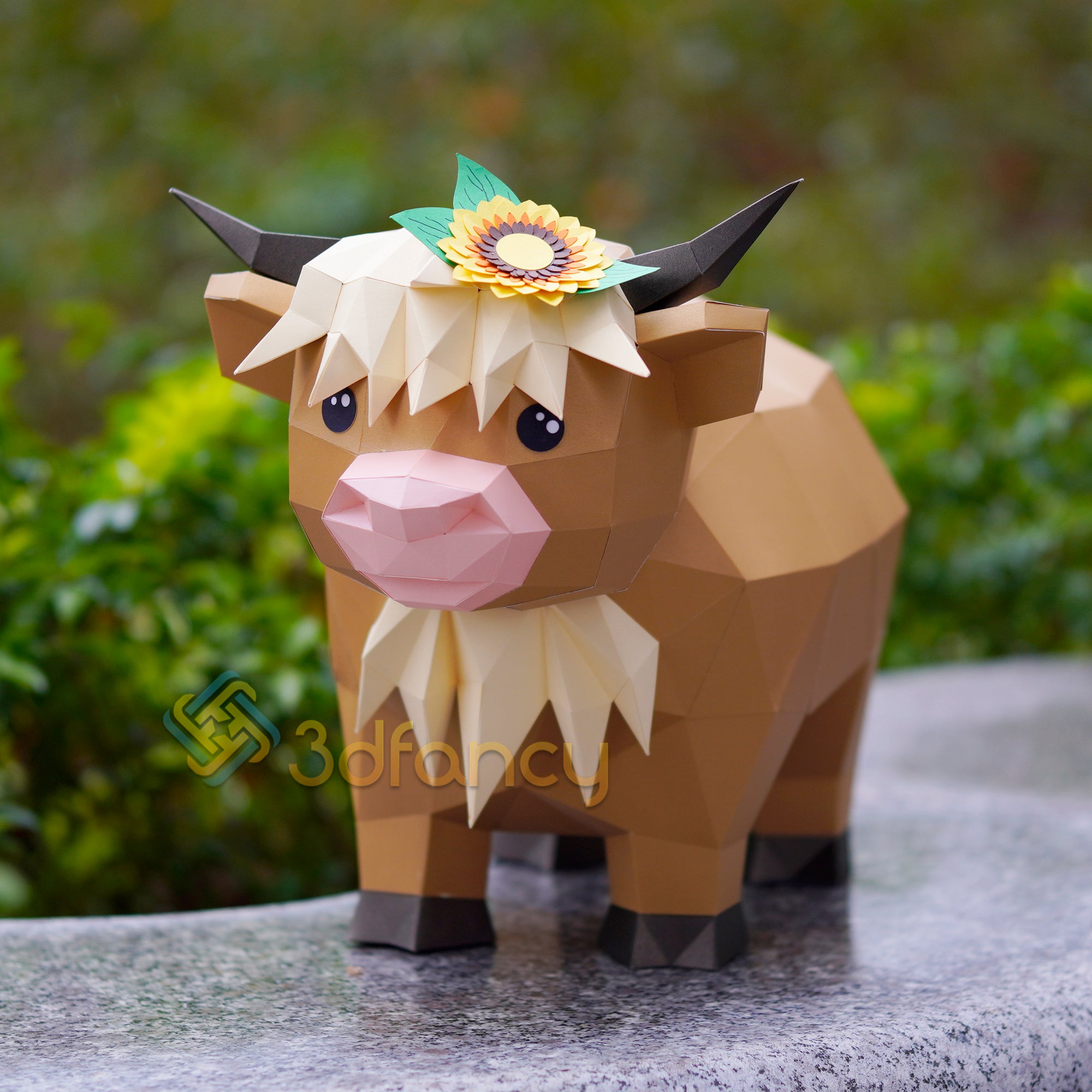 Low poly Highland Cow 3D Papercraft PDF, SVG Template – 3dfancy