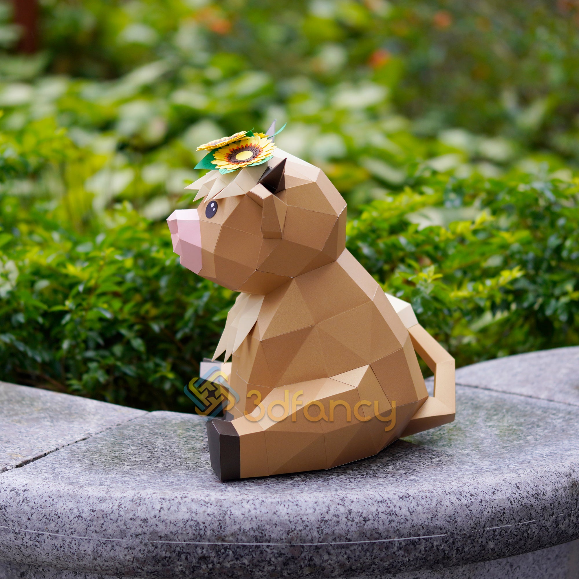 Papercraft Highland Cow Sitting PDF, SVG, Studio Template – 3dfancy