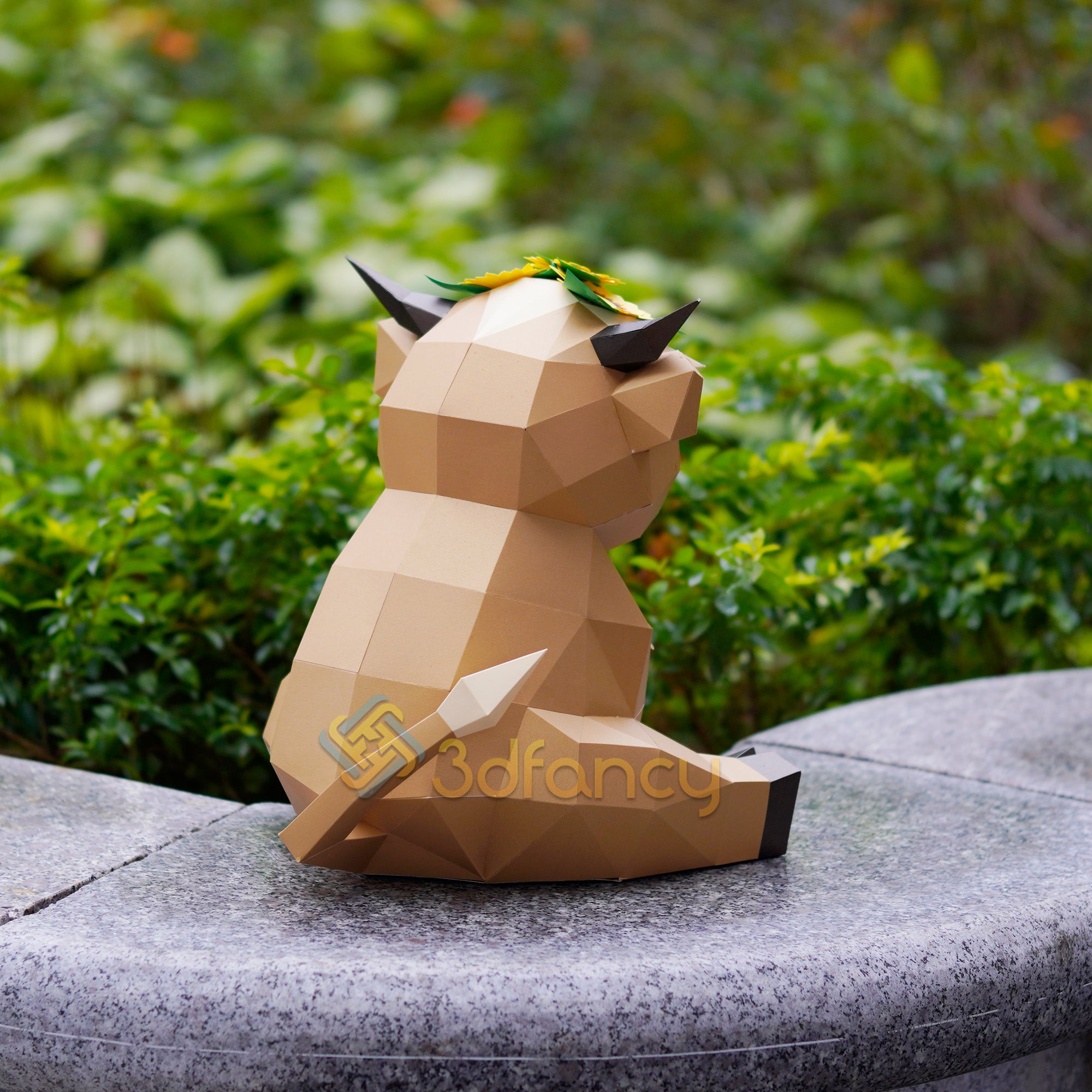 Papercraft Highland Cow Sitting PDF, SVG, Studio Template – 3dfancy