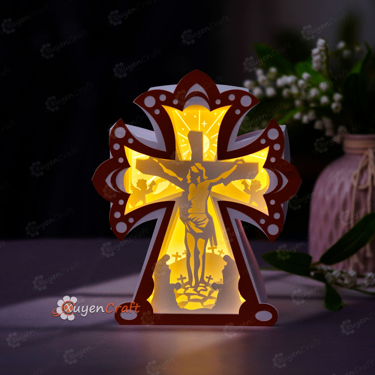 Jesus On Cross Shadow Box PDF, SVG for Cricut Projects, ScanNcut, Came ...