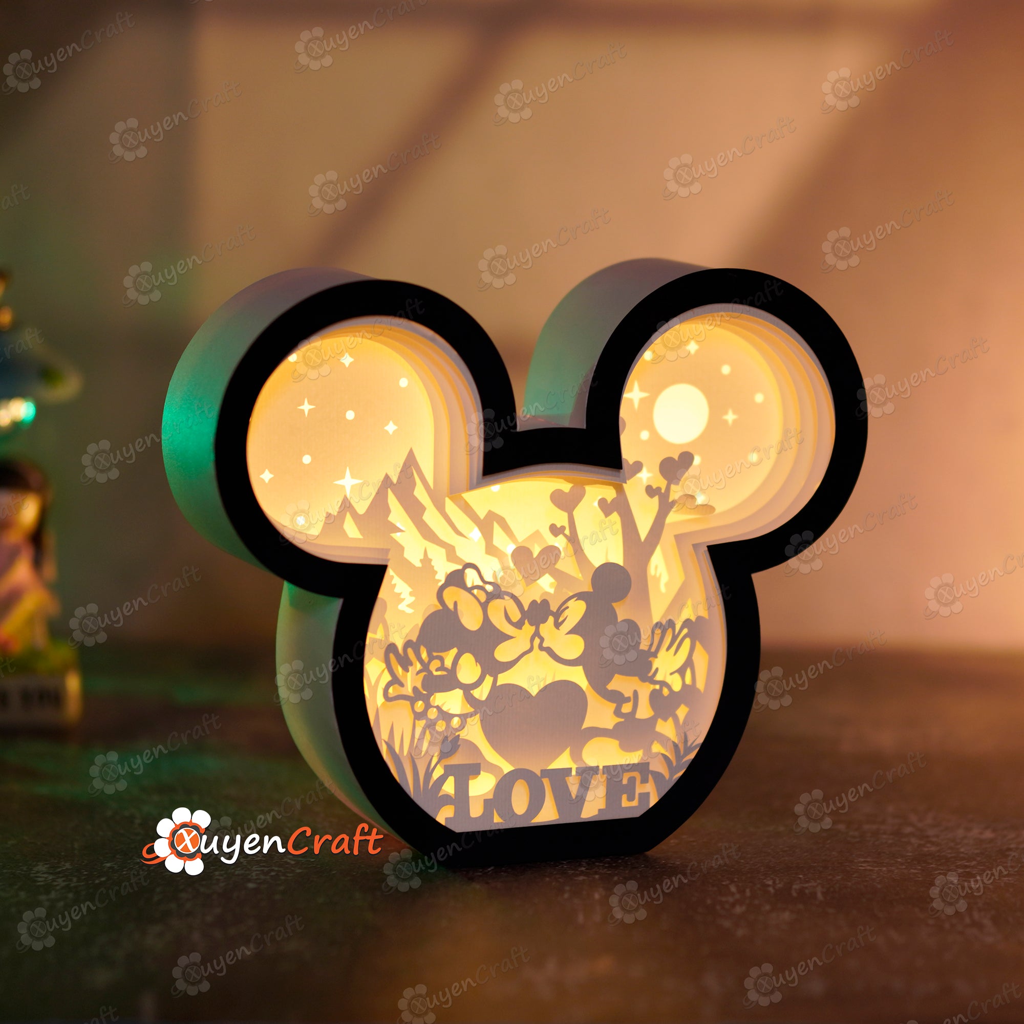 Head Mickey Shadow Box PDF, SVG, Studio Template – 3dfancy