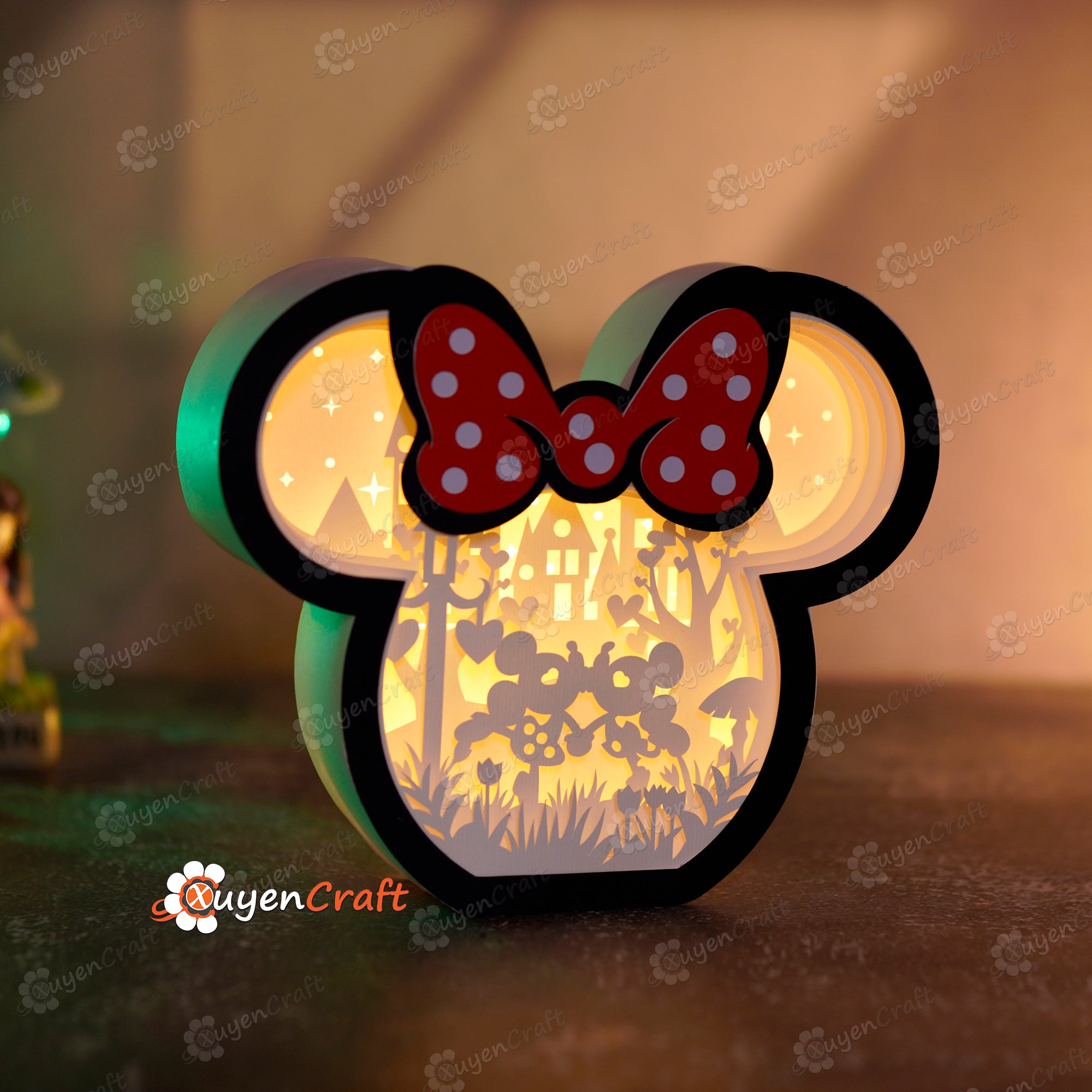 Head Mickey Minnie Shadow Box PDF, SVG, Studio Template – 3dfancy