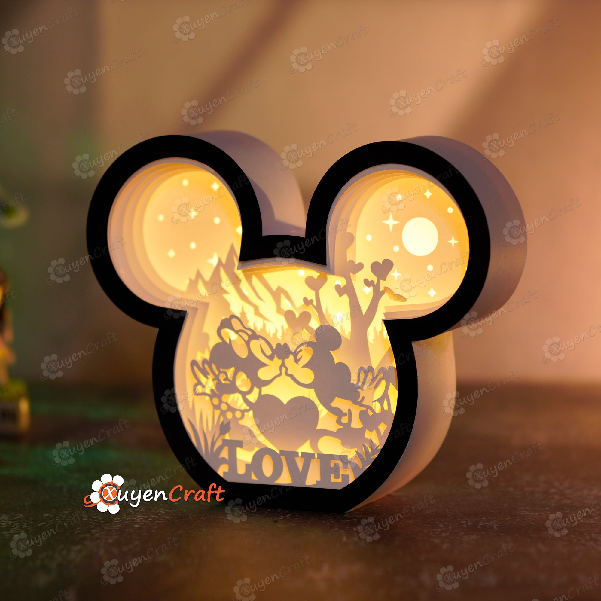 Head Mickey Shadow Box PDF, SVG, Studio Template – 3dfancy
