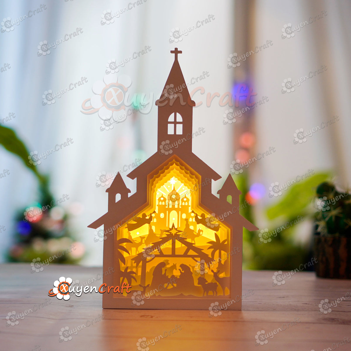 Pack 3 Nativity Scene Church Shadow Box PDF, SVG Light Box for Create ...