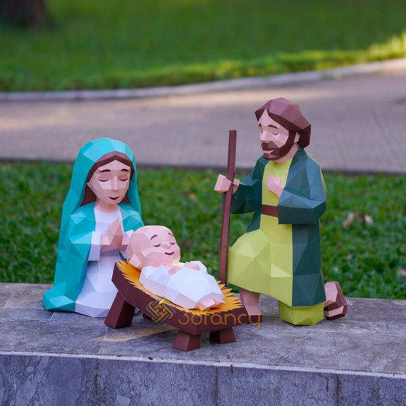 Nativity Scene Papercraft 3D SVG Bundle – Virgin Mary, Saint Joseph, B ...