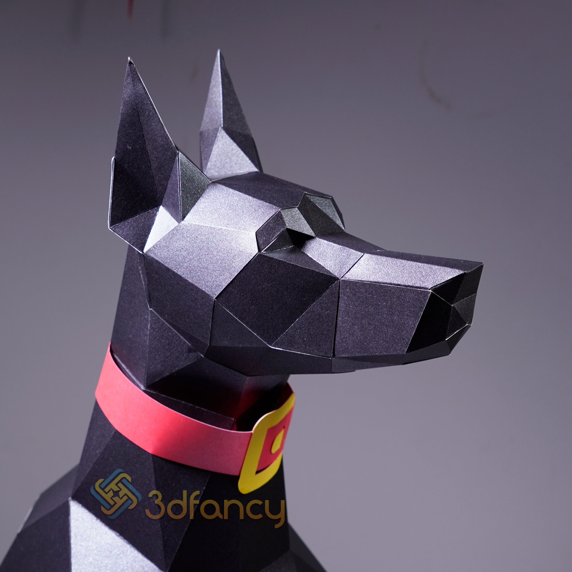 Doberman Papercraft PDF, SVG Template For Creating 3D Doberman Sit Low ...
